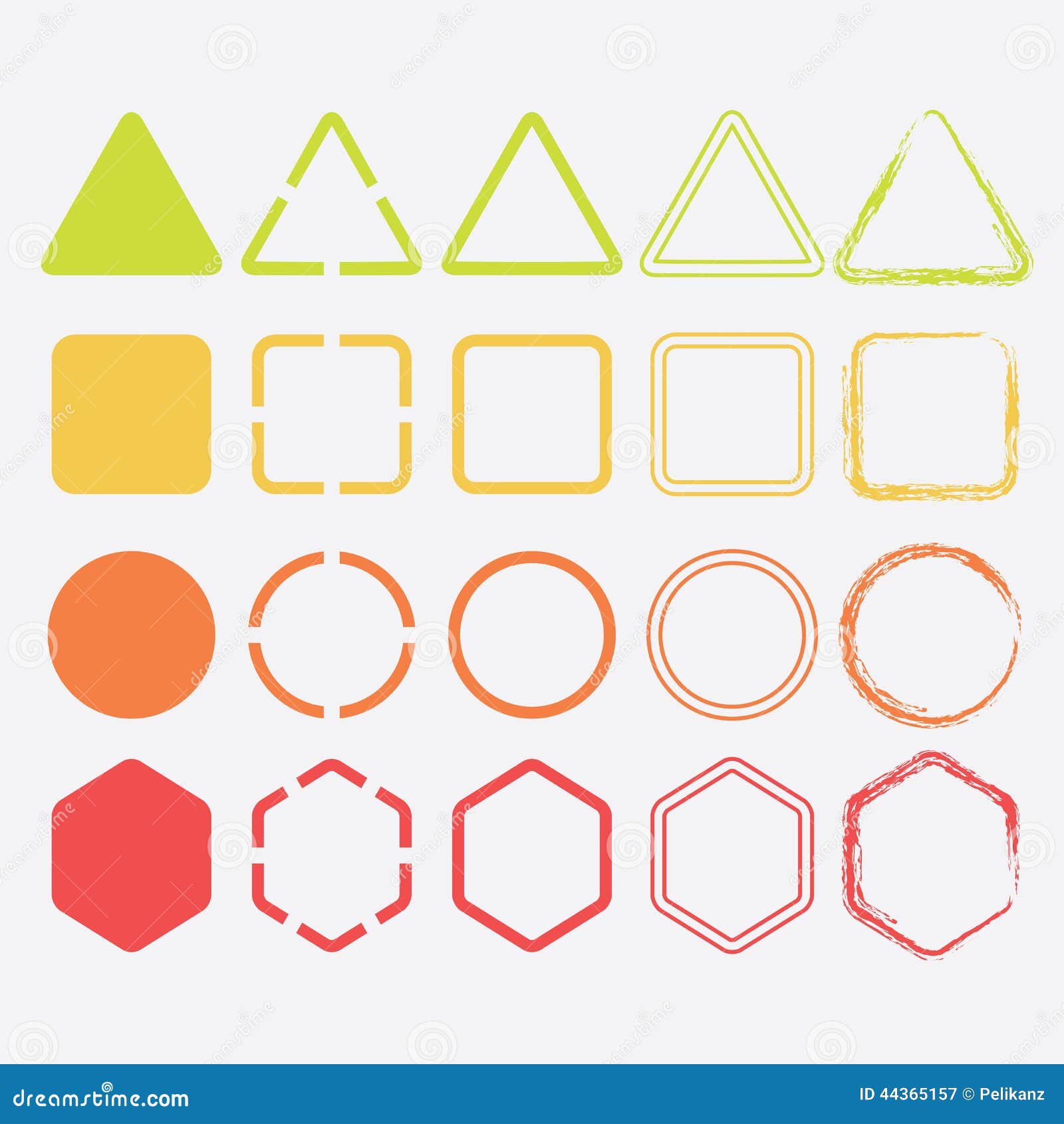 Colorful Shape Icons in Different Colors and Designs Stock Illustration ...