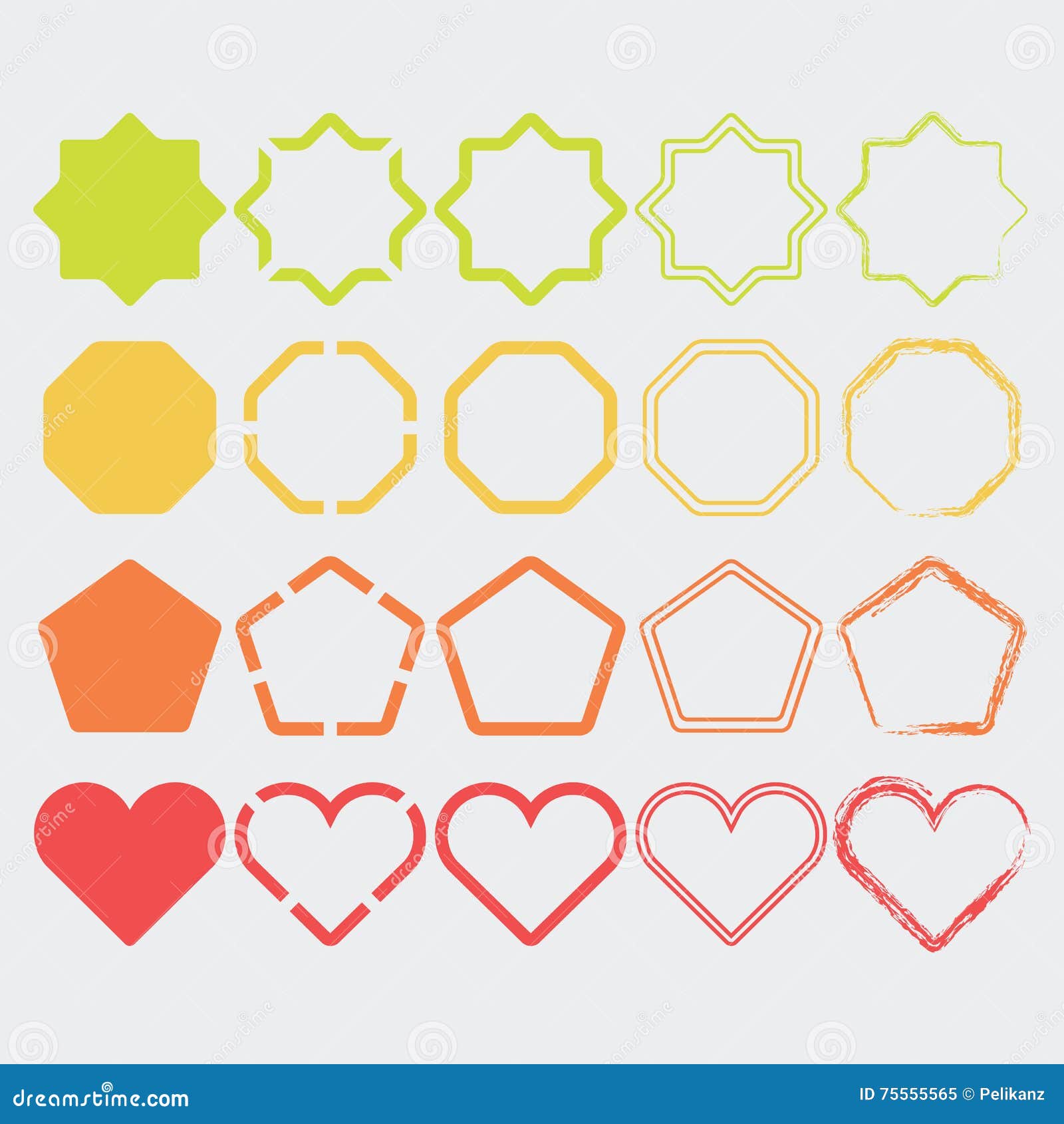 Colorful Shape Icons in Different Colors and Designs Set Stock Vector ...