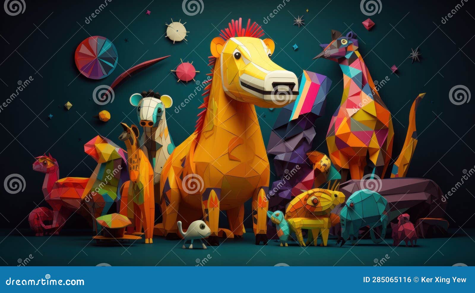 Colorful Shapes Forming and Transforming into Different Animals Stock ...