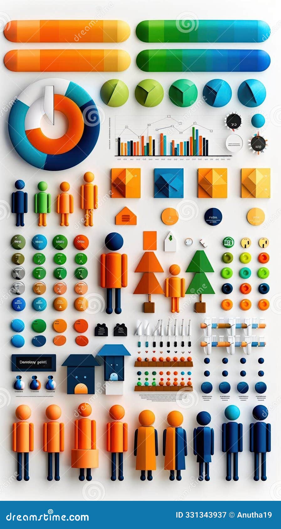 Colorful Shapes and Icons in Organized Rows Create a Vibrant ...