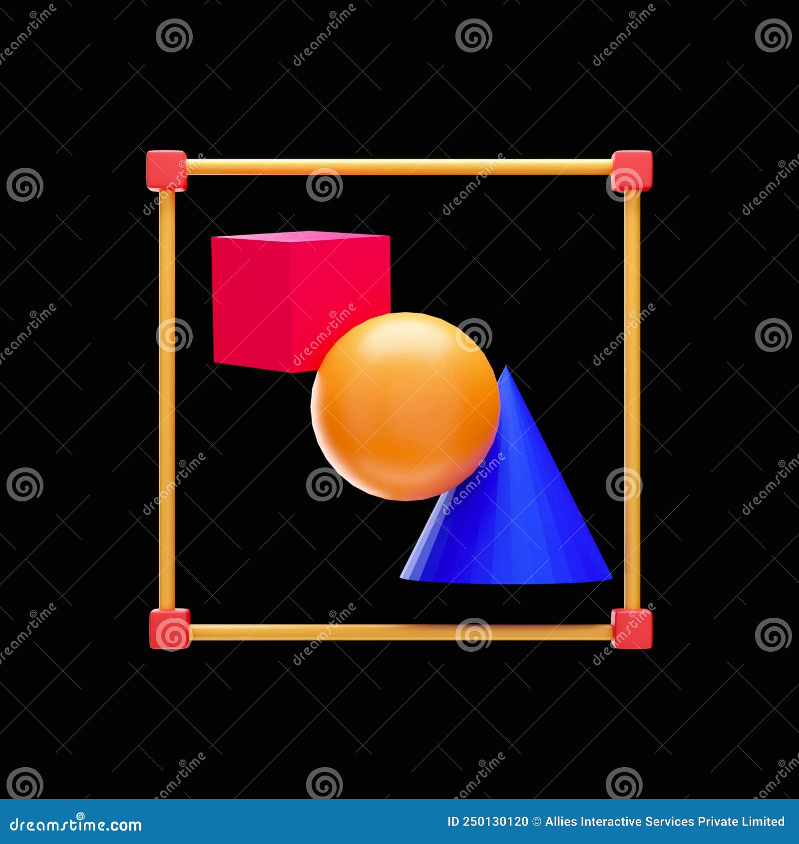 Colorful Shapes Tool 3D Icon Against Black Stock Illustration ...