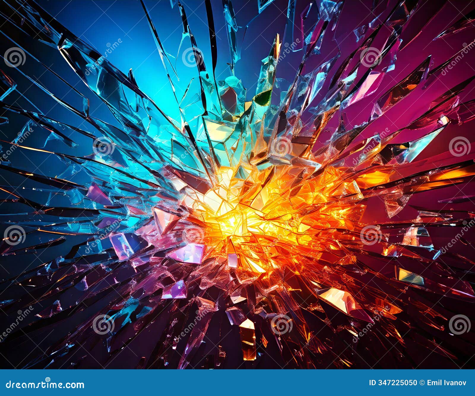Colorful Shards of Glass Exploding Outwards from a Central Point of ...