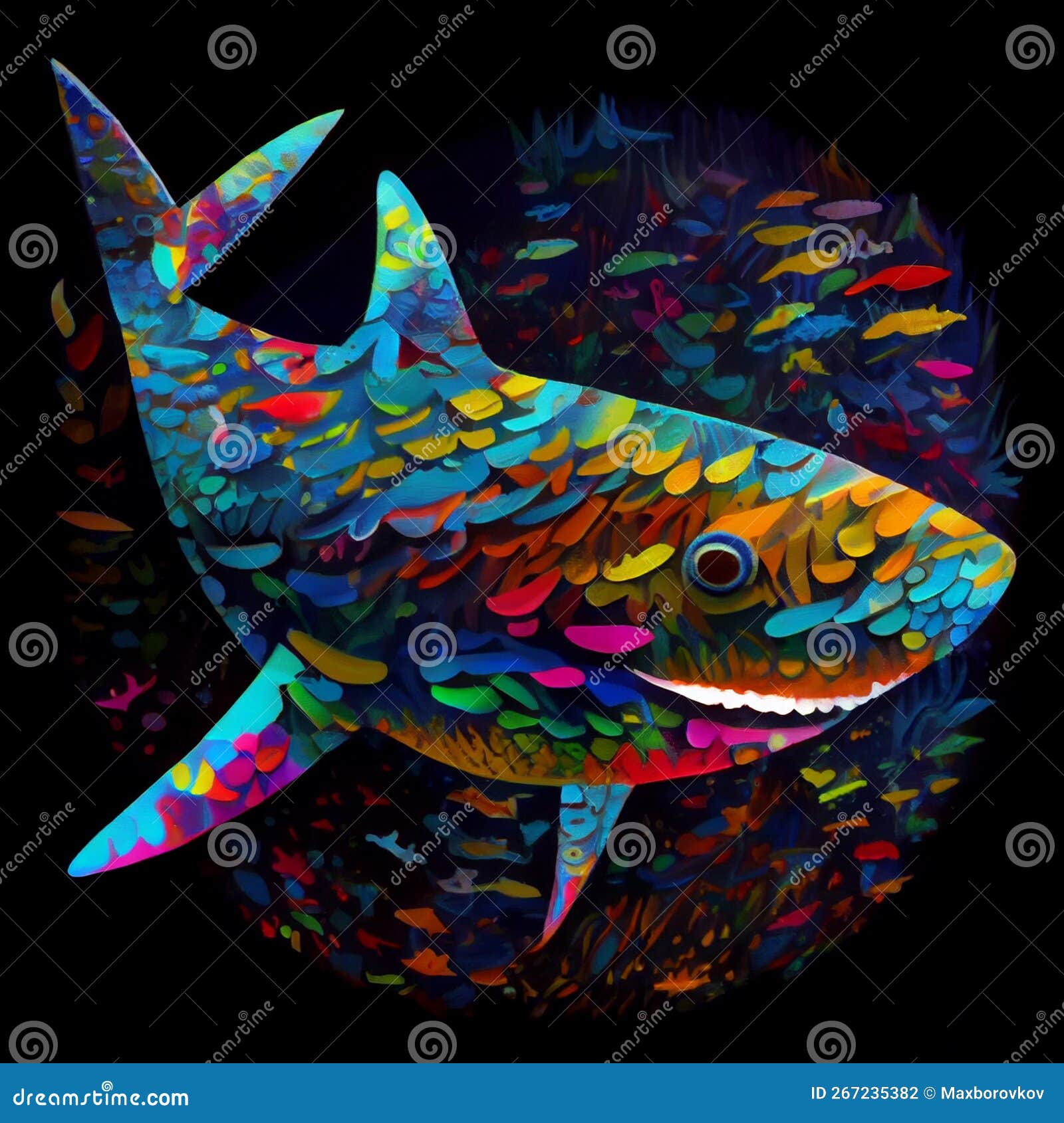 Colorful Shark Underwater. Generative AI Stock Illustration ...