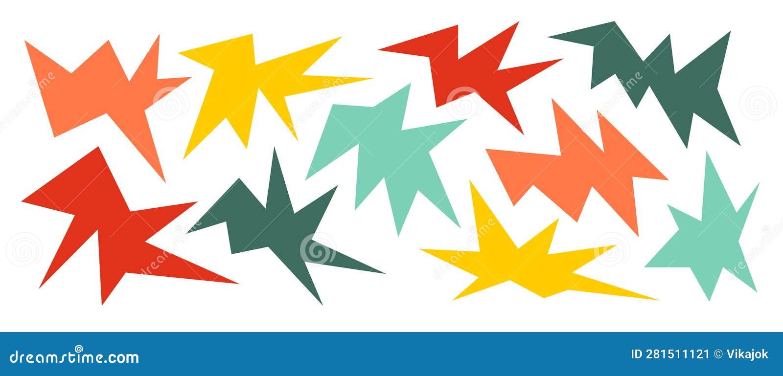 Colorful Sharp Asymmetric Shapes Set. Abstract Geometric Edgy Elements ...