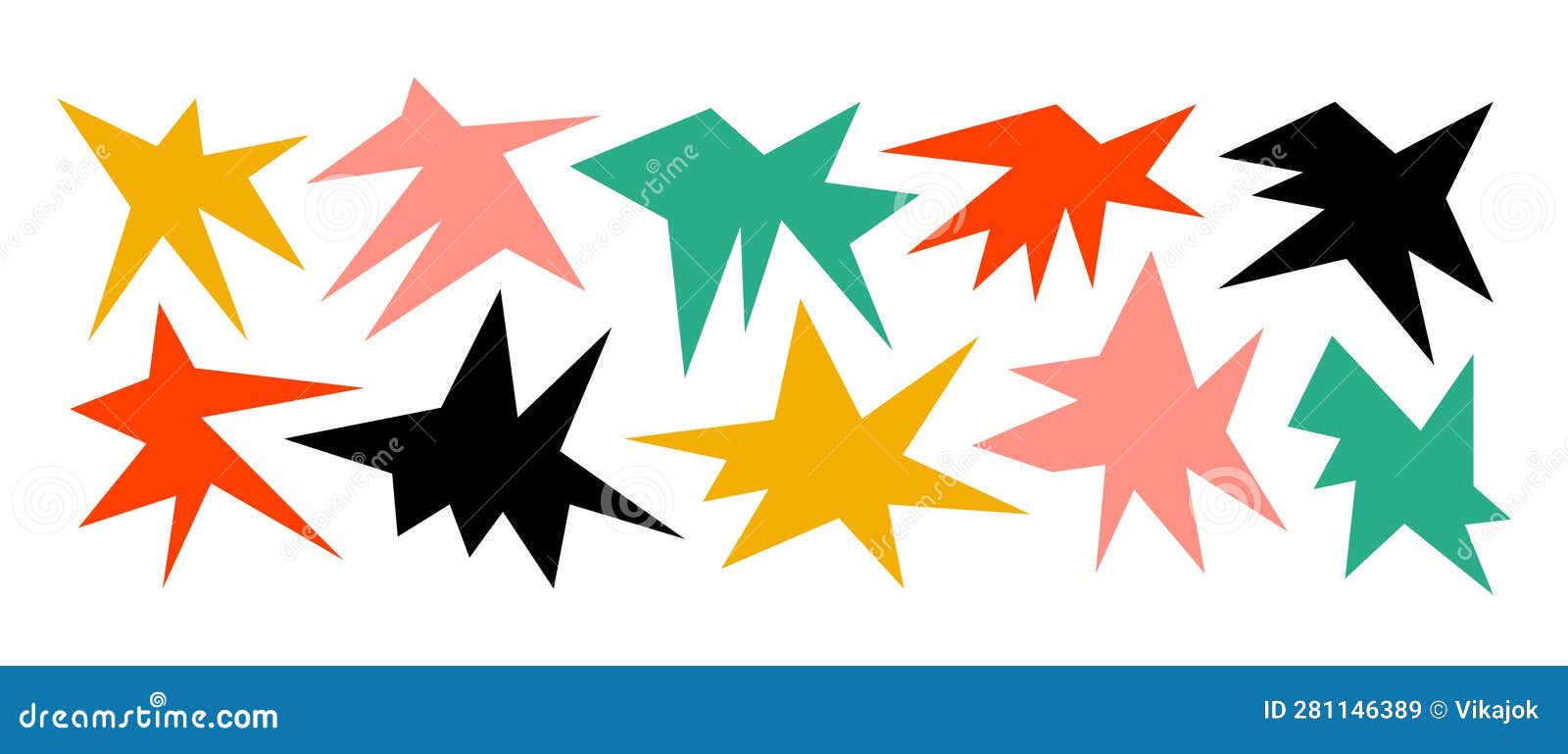 Colorful Sharp Irregular Shapes Set. Abstract Bright Geometric Edgy ...