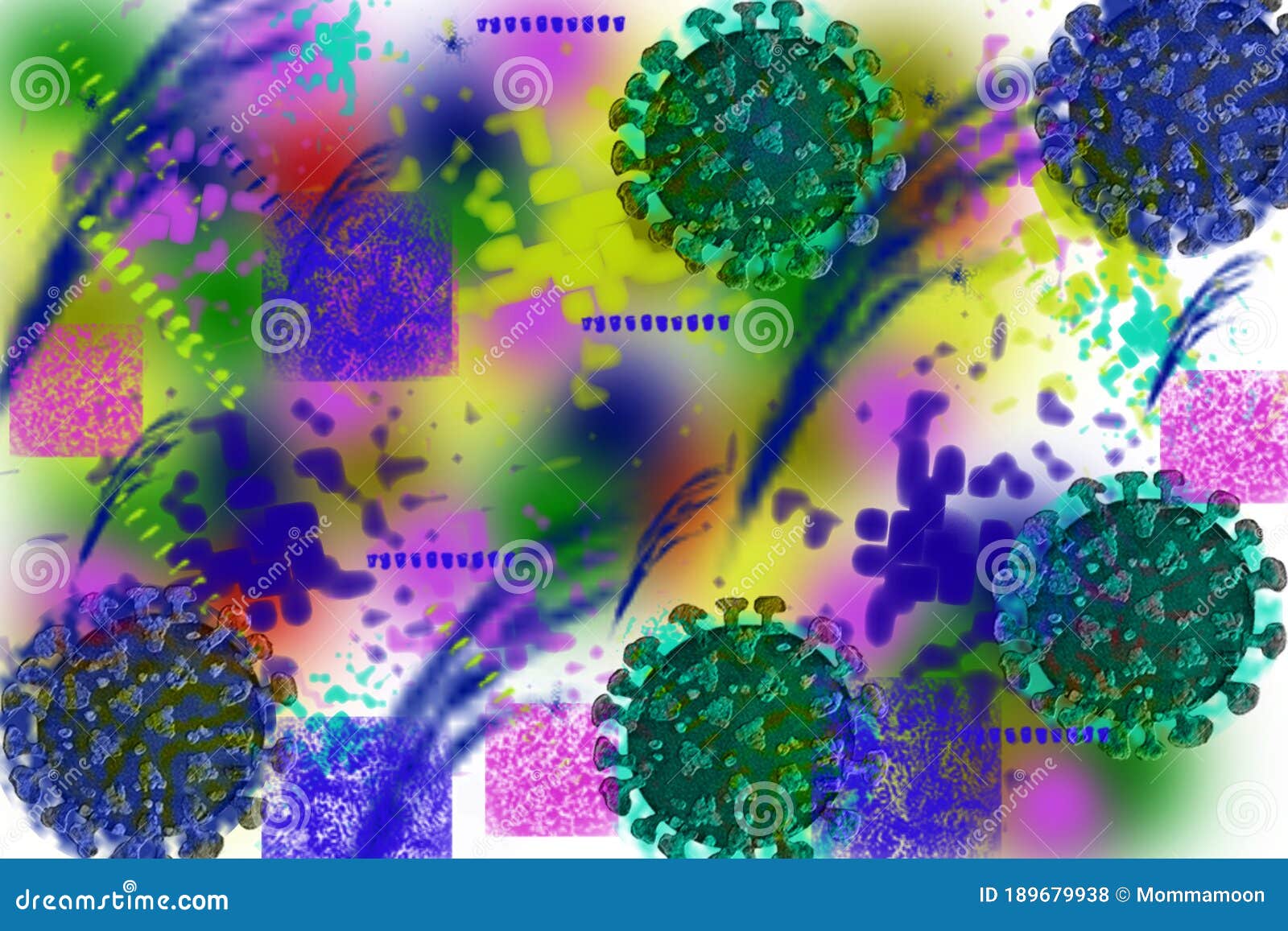 Colorful Sheet with Depictions of Virus Cells Stock Illustration ...