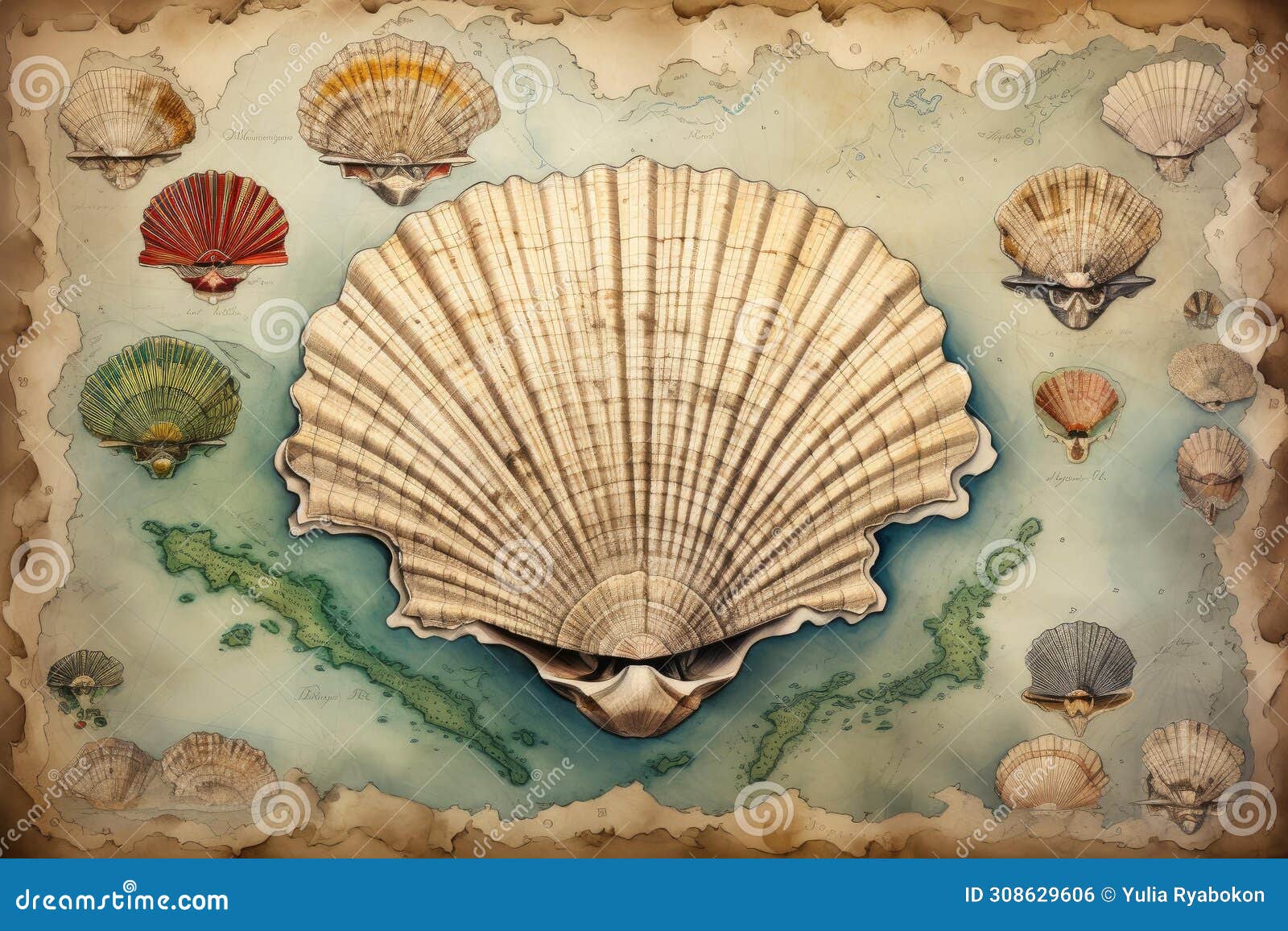 Colorful Shell Map. Generate Ai Stock Illustration - Illustration of ...