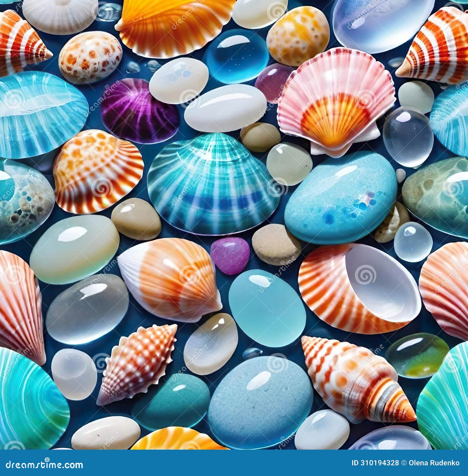 Colorful Shells and Sea Pebbles Stock Photo - Image of green, jewellery ...