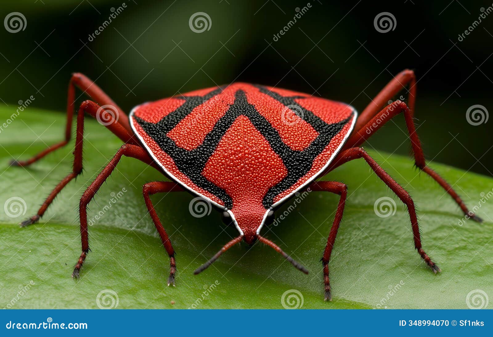 Colorful Shield Bug Perched on Leaf with Striking Black and Red ...