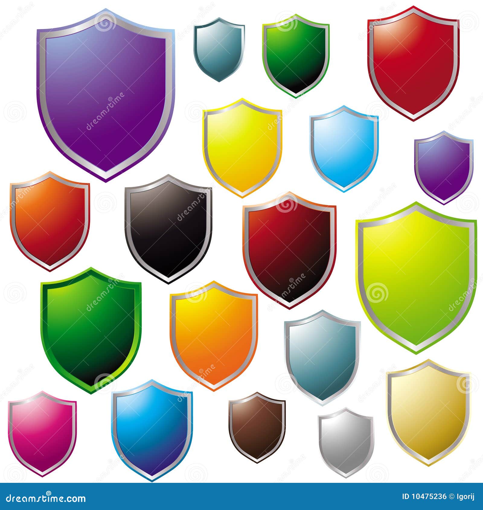 Colorful Shield Icon Collection Stock Illustration - Illustration of ...