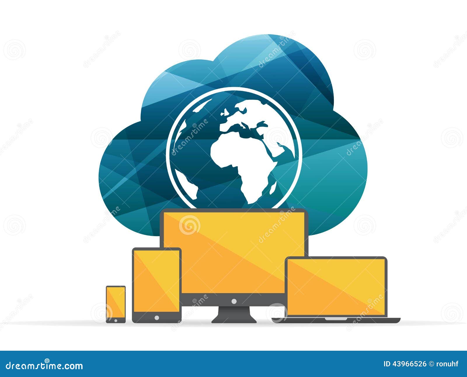 Colorful Shiny Geometric Cloud Computing Sign with Globe and Digital ...