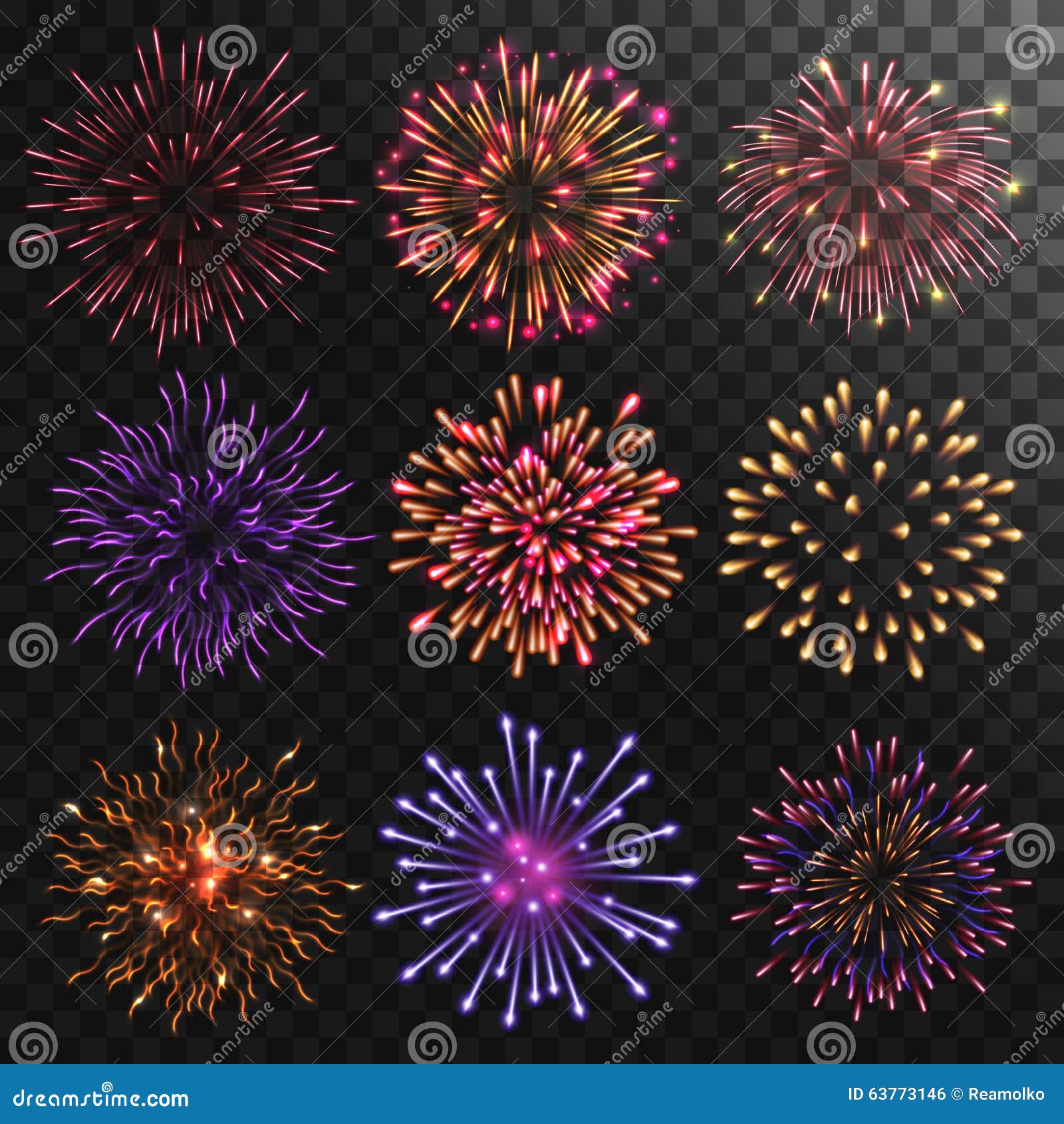 Colorful Shiny Realistic Fireworks Set Stock Vector - Illustration of ... Colorful Shiny Realistic Fireworks Set Stock Vector - Illustration of ...
