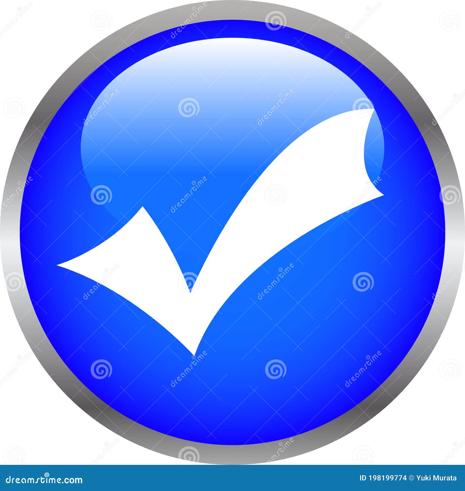 Colorful Shiny Round Button with Check Mark Stock Vector - Illustration ...