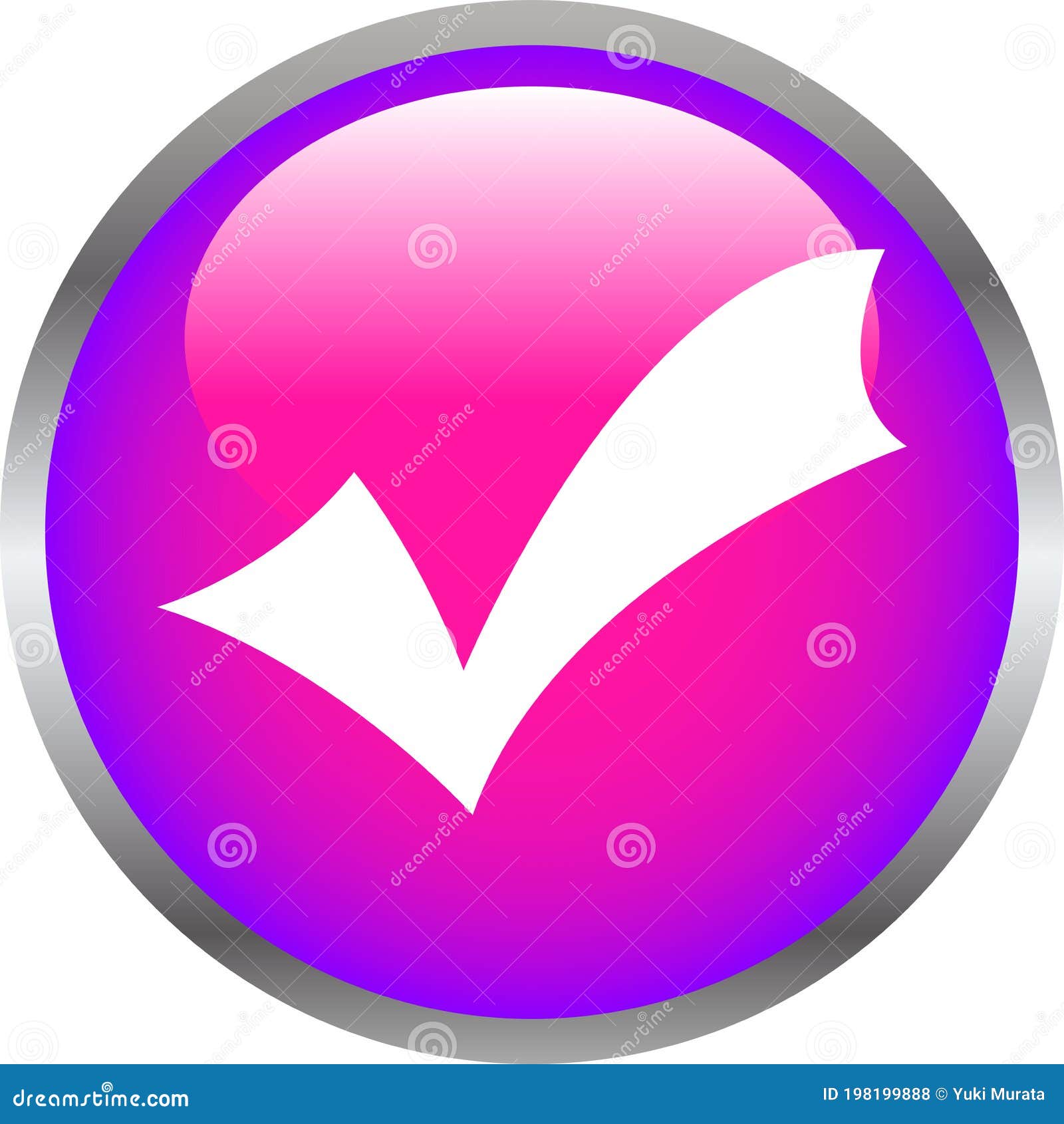Colorful Shiny Round Button with Check Mark Stock Vector - Illustration ...