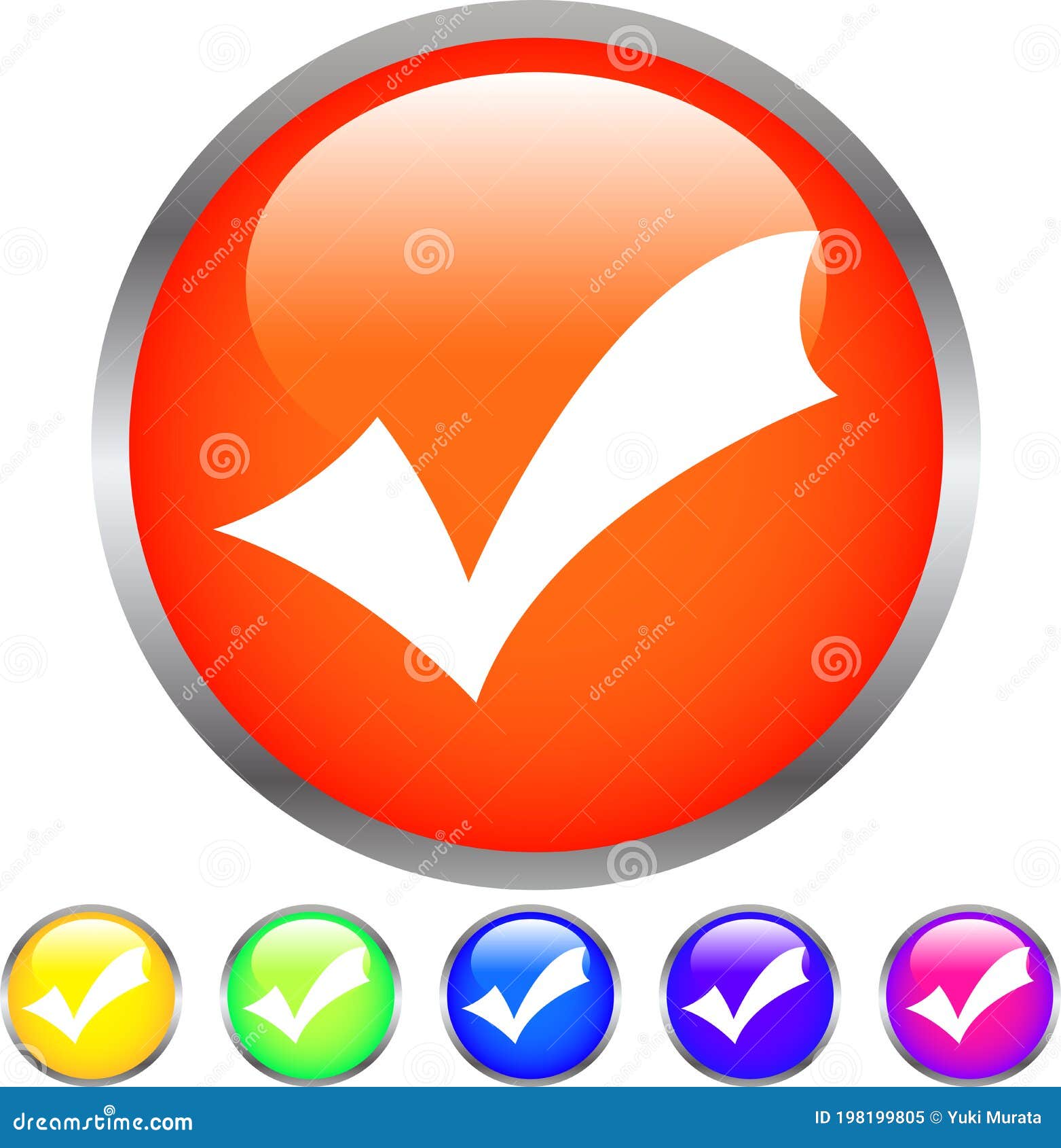 Colorful Shiny Round Button with Check Mark Set Stock Vector ...