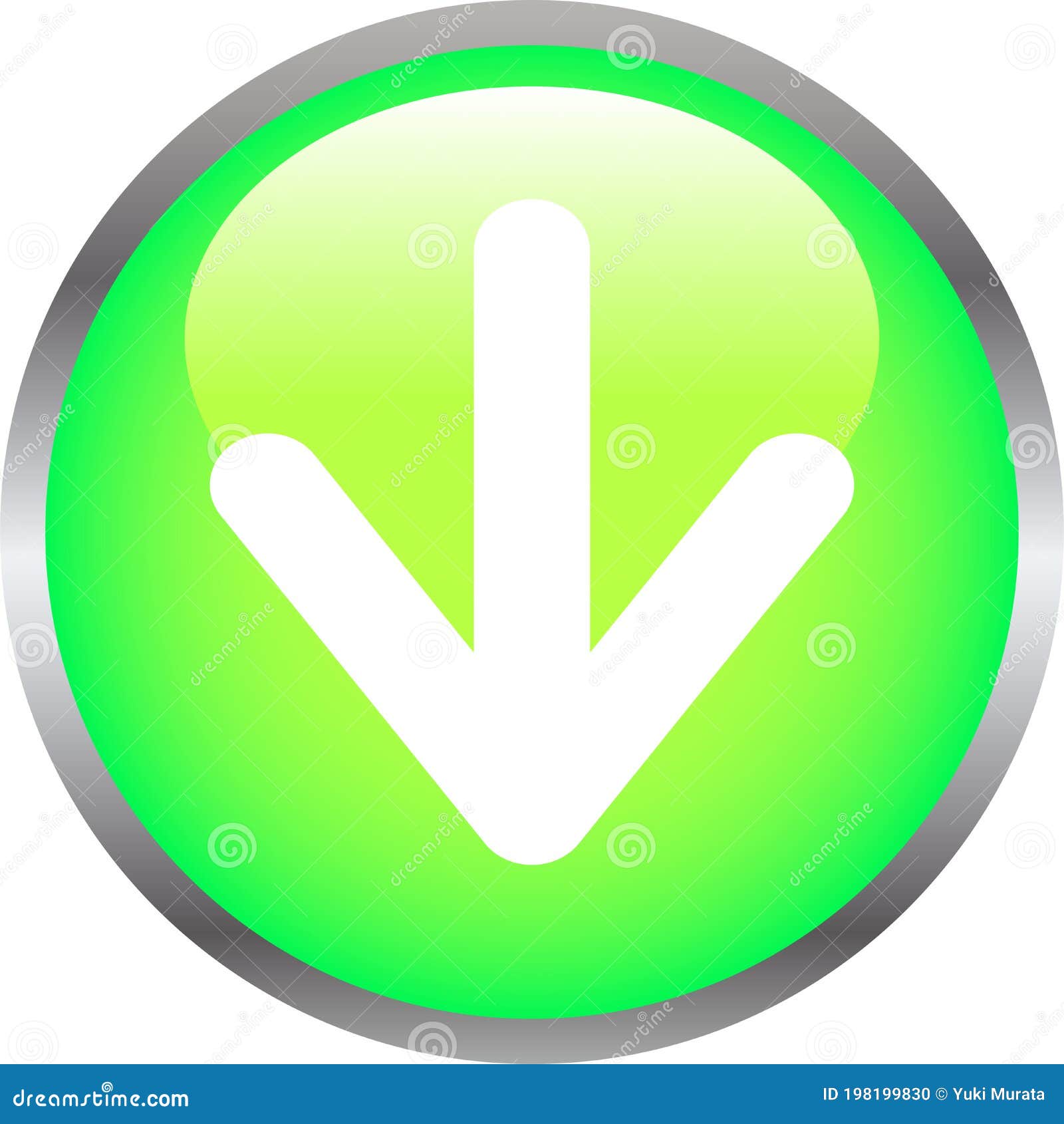 Colorful Shiny Round Button with Down Arrow Mark Stock Vector ...