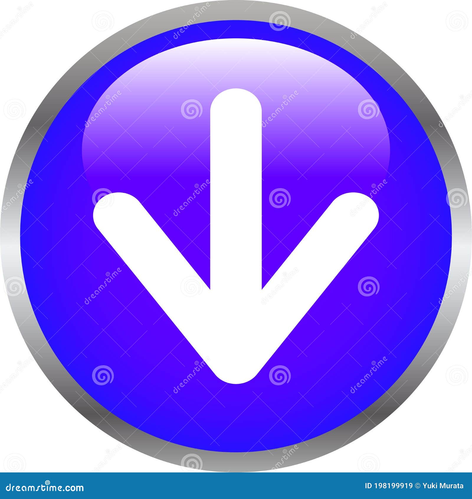 Colorful Shiny Round Button with Down Arrow Mark Stock Vector ...