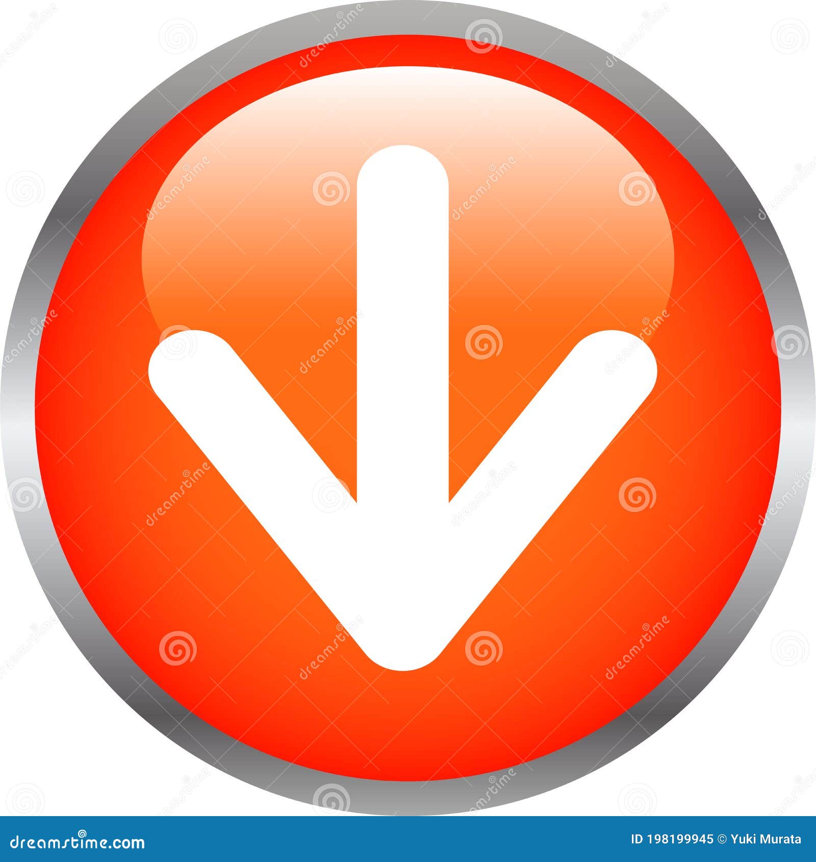 Colorful Shiny Round Button with Down Arrow Mark Stock Vector ...