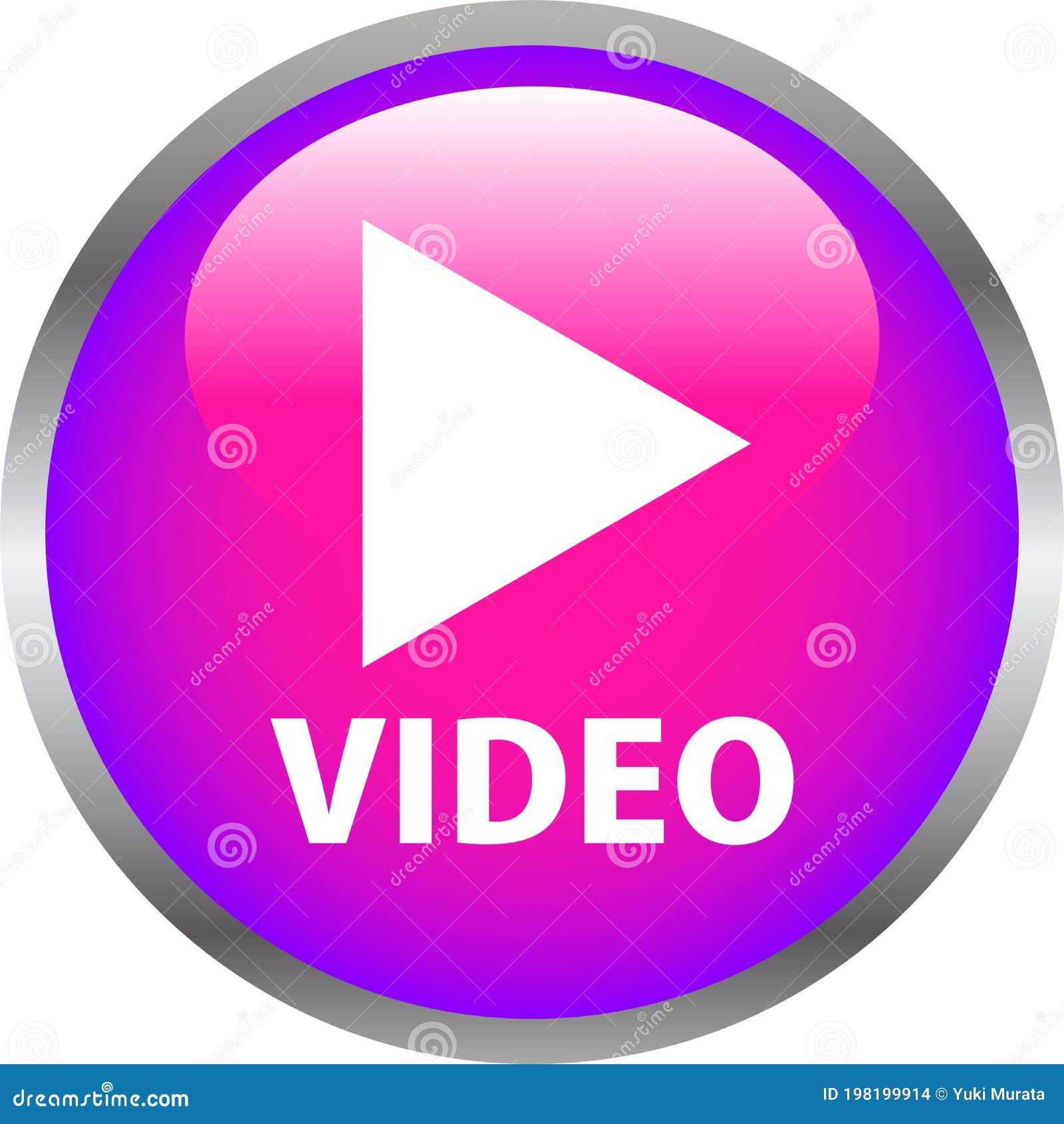 Colorful Shiny Round Button with Video Mark Stock Vector - Illustration ...