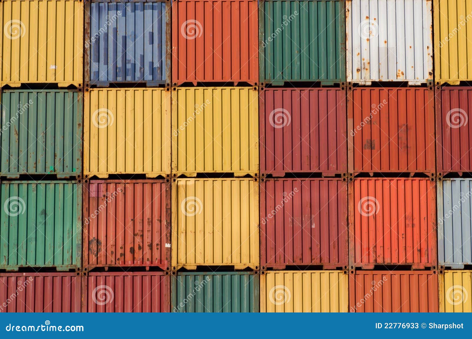 Colorful Ship Cargo Containers Stacked Up. Stock Image - Image of ...
