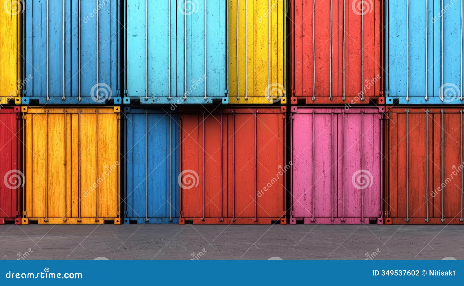Colorful Shipping Container Stack Isolated Stock Illustration ...