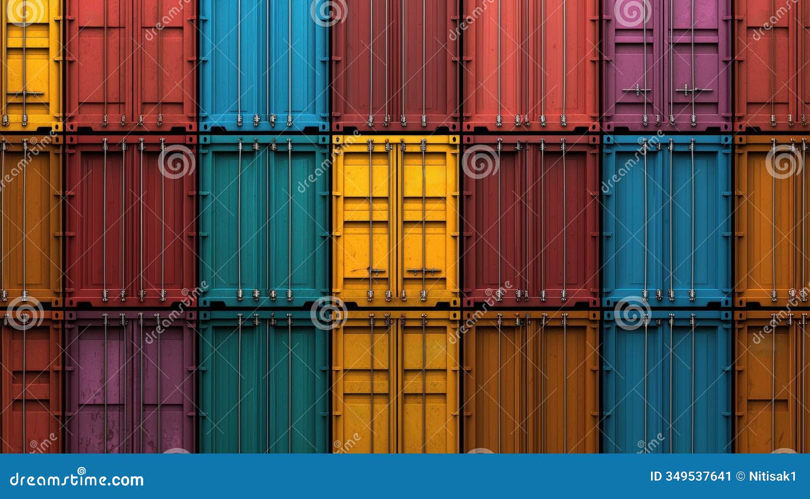 Colorful Shipping Containers Stacked Together Stock Illustration ...