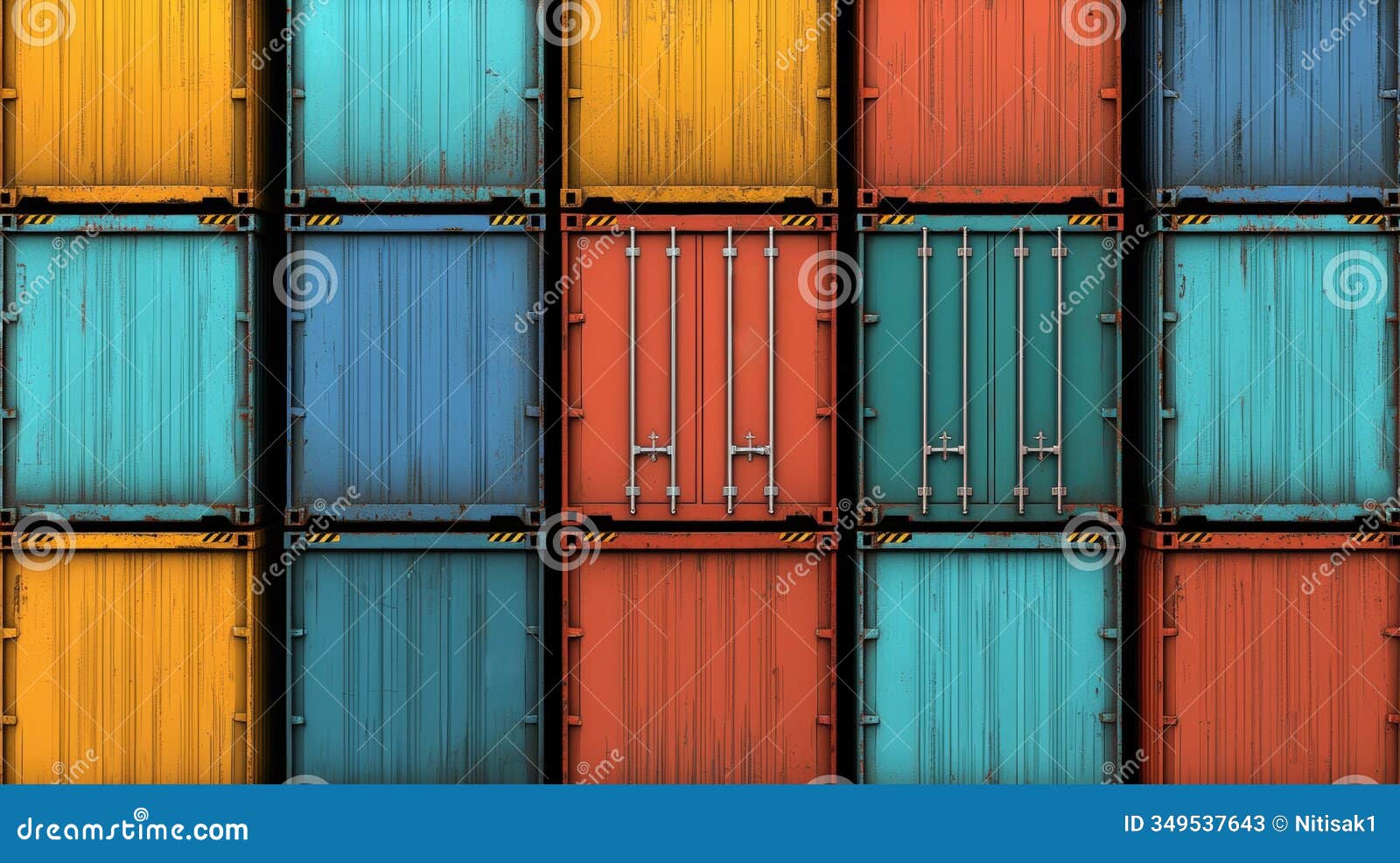 Colorful Shipping Containers Stacked Together Stock Illustration ...