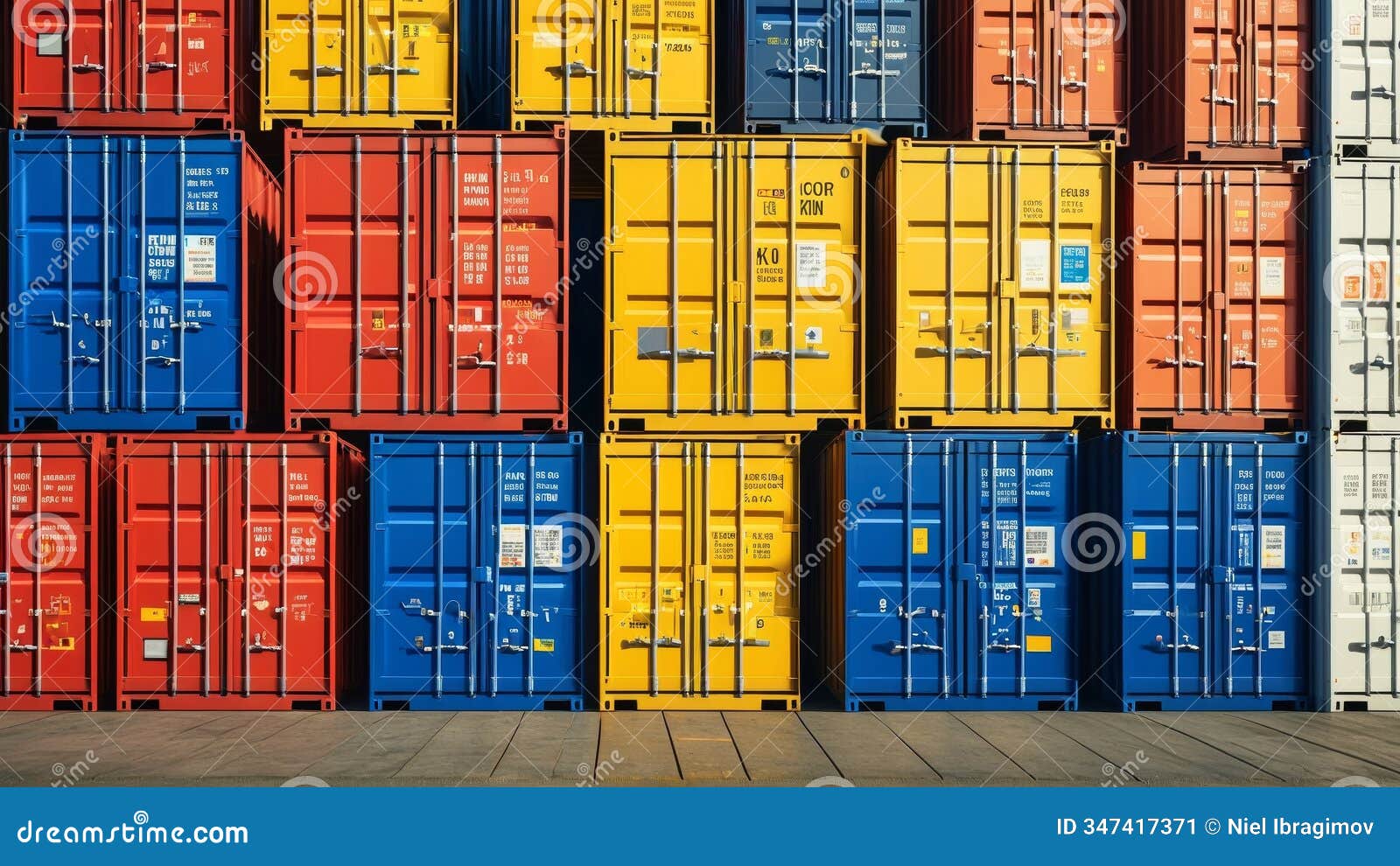 Colorful Shipping Containers Stacked in Vibrant Geometric Patterns ...