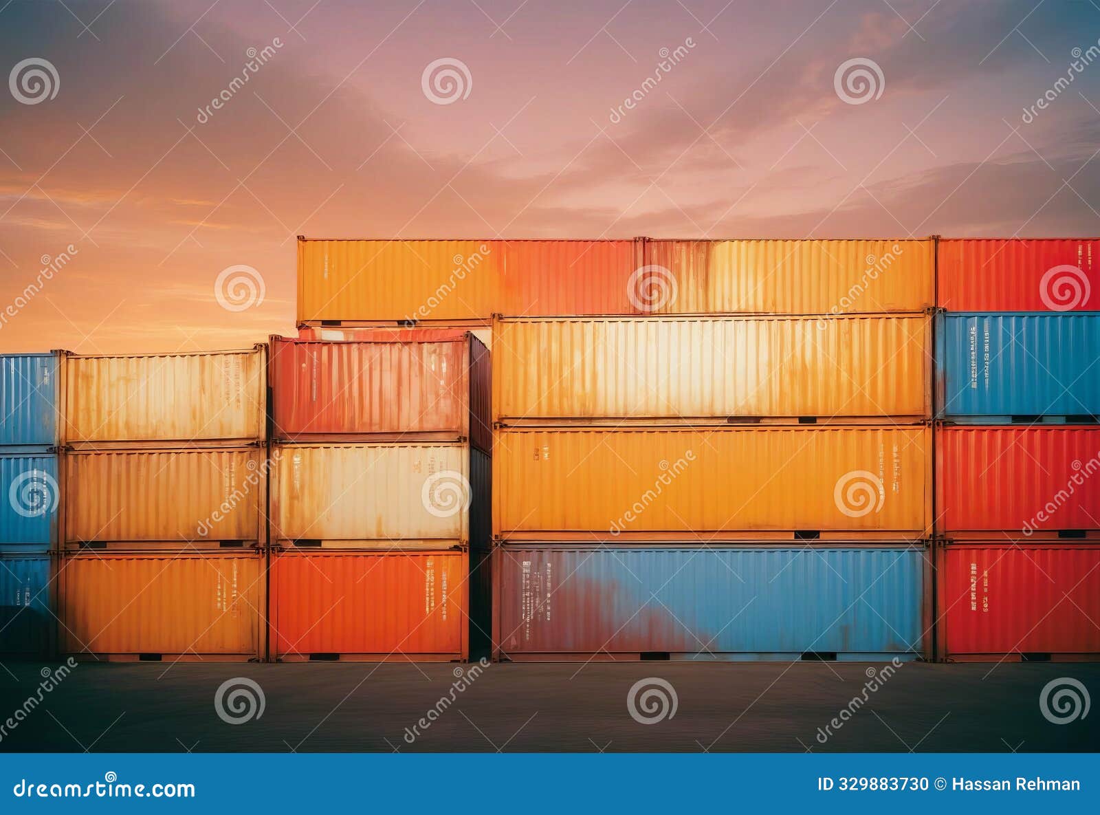 Colorful Shipping Containers Stacked In Pattern Royalty-Free Stock ...