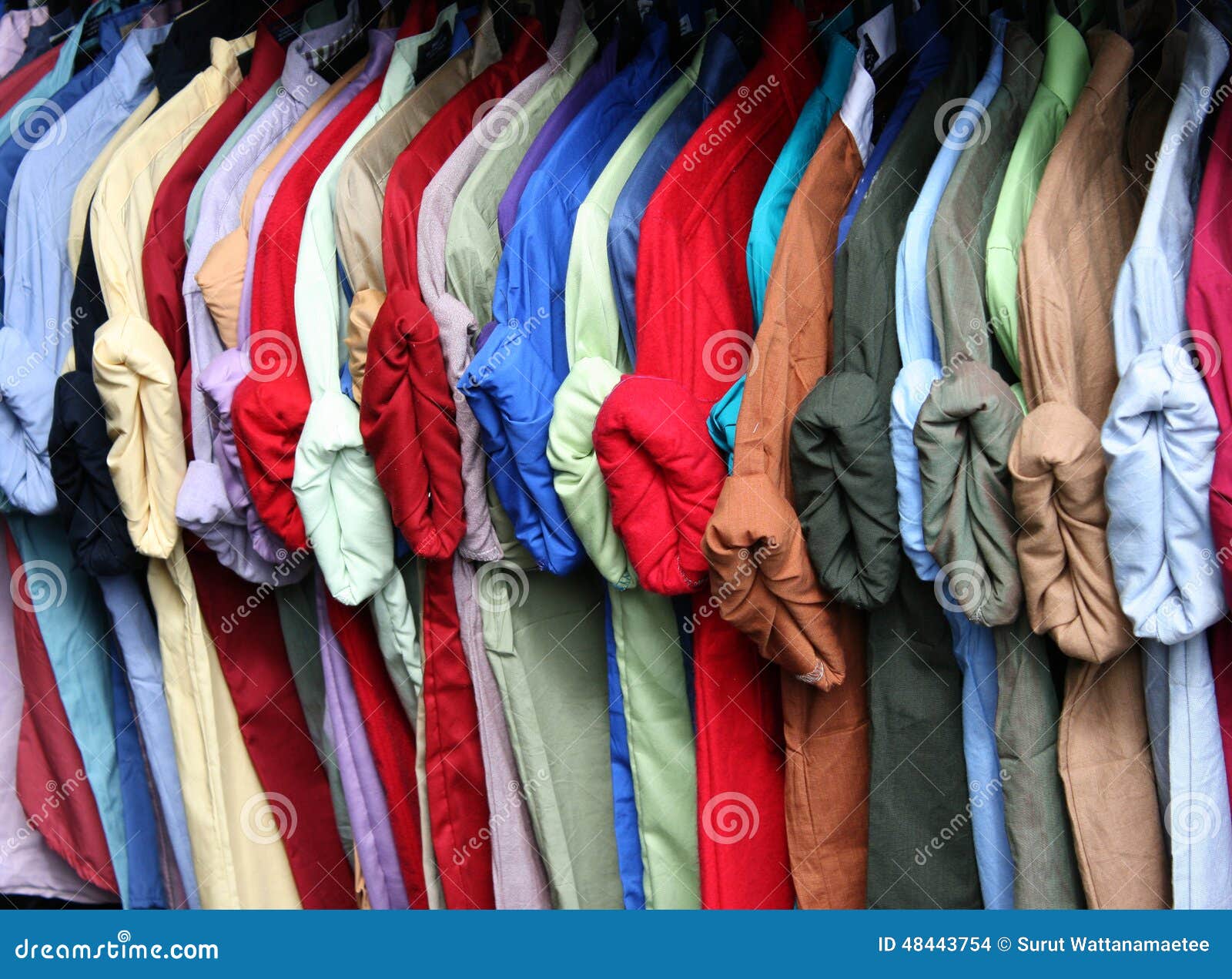Colorful Shirt Rack on Hanger Stock Photo - Image of clothing, hanger ...