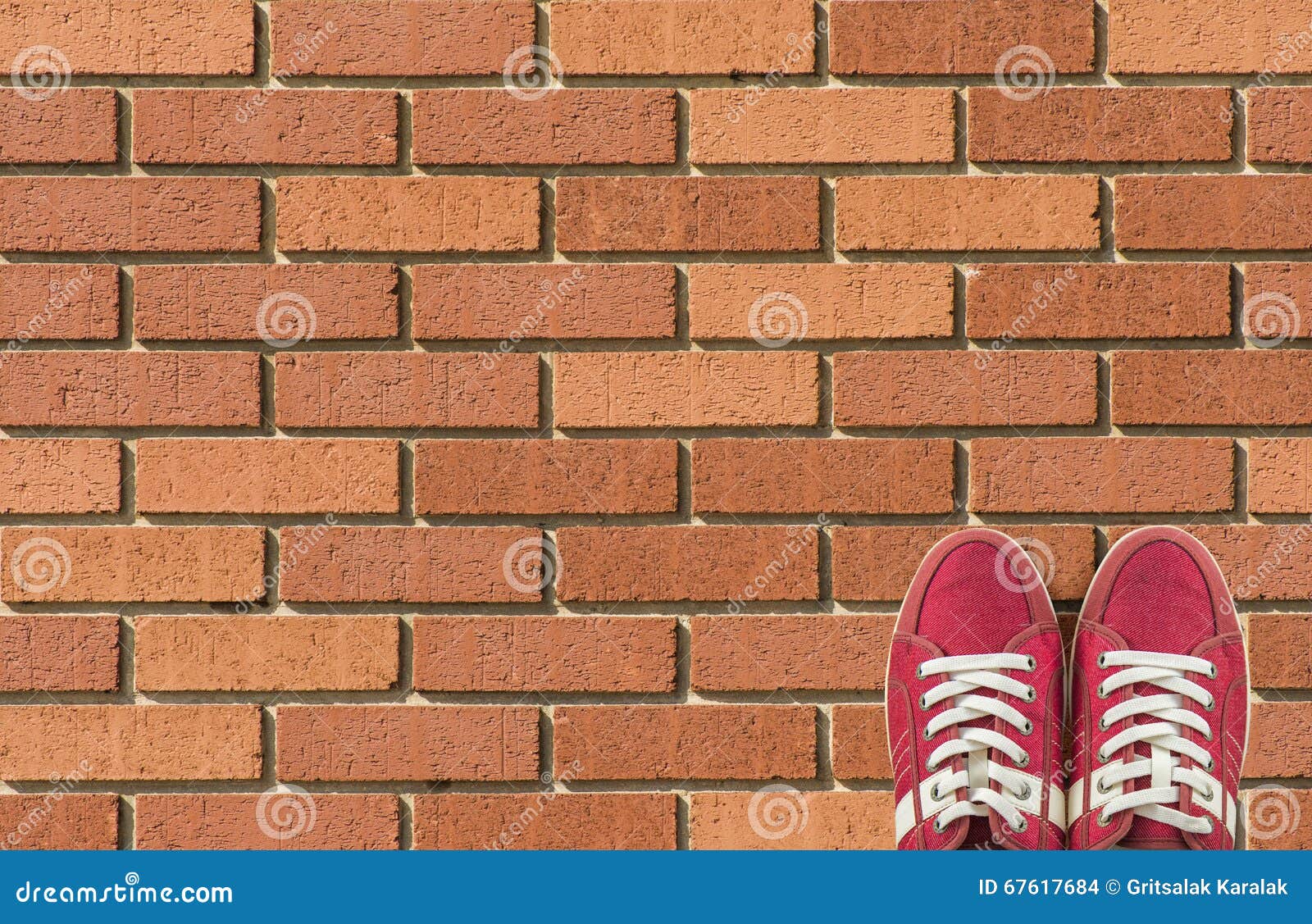 Colorful Shoes Set on Brick Background with Copy Space. Top View Stock ...