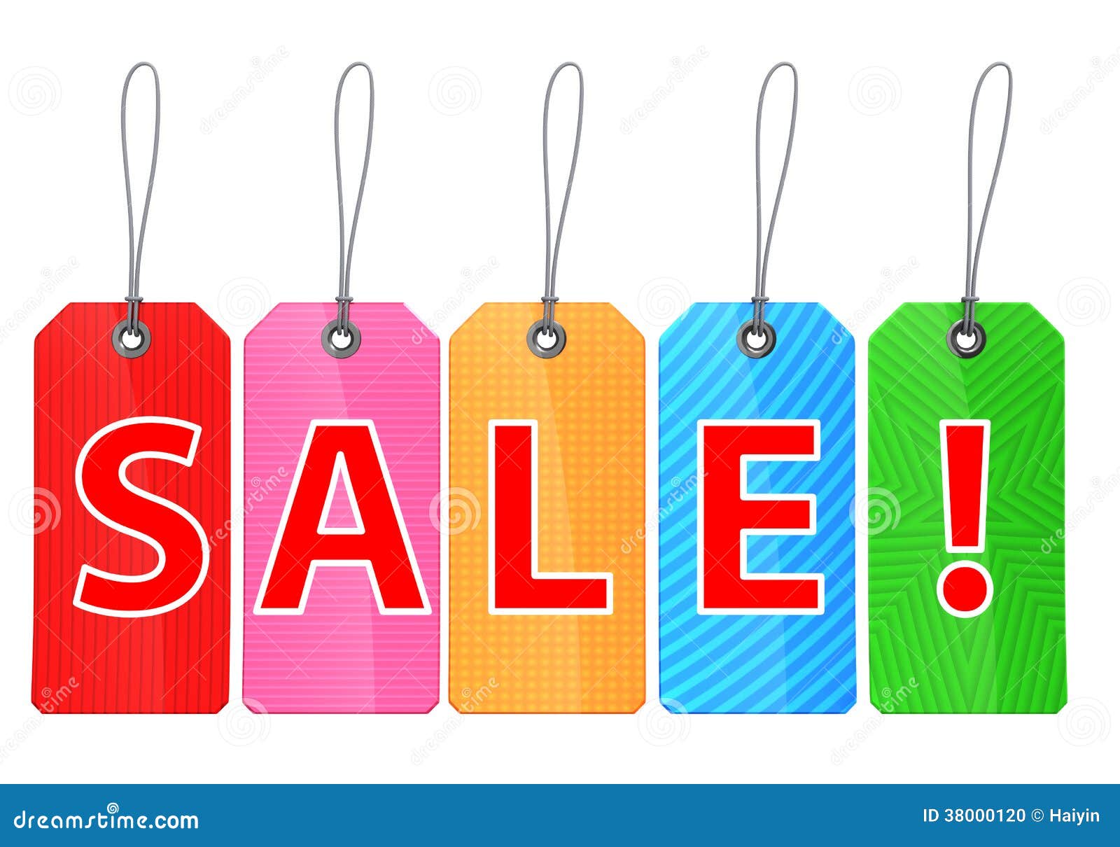 Colorful Shopping Tags Printed with `sale!` Text. Stock Illustration ...
