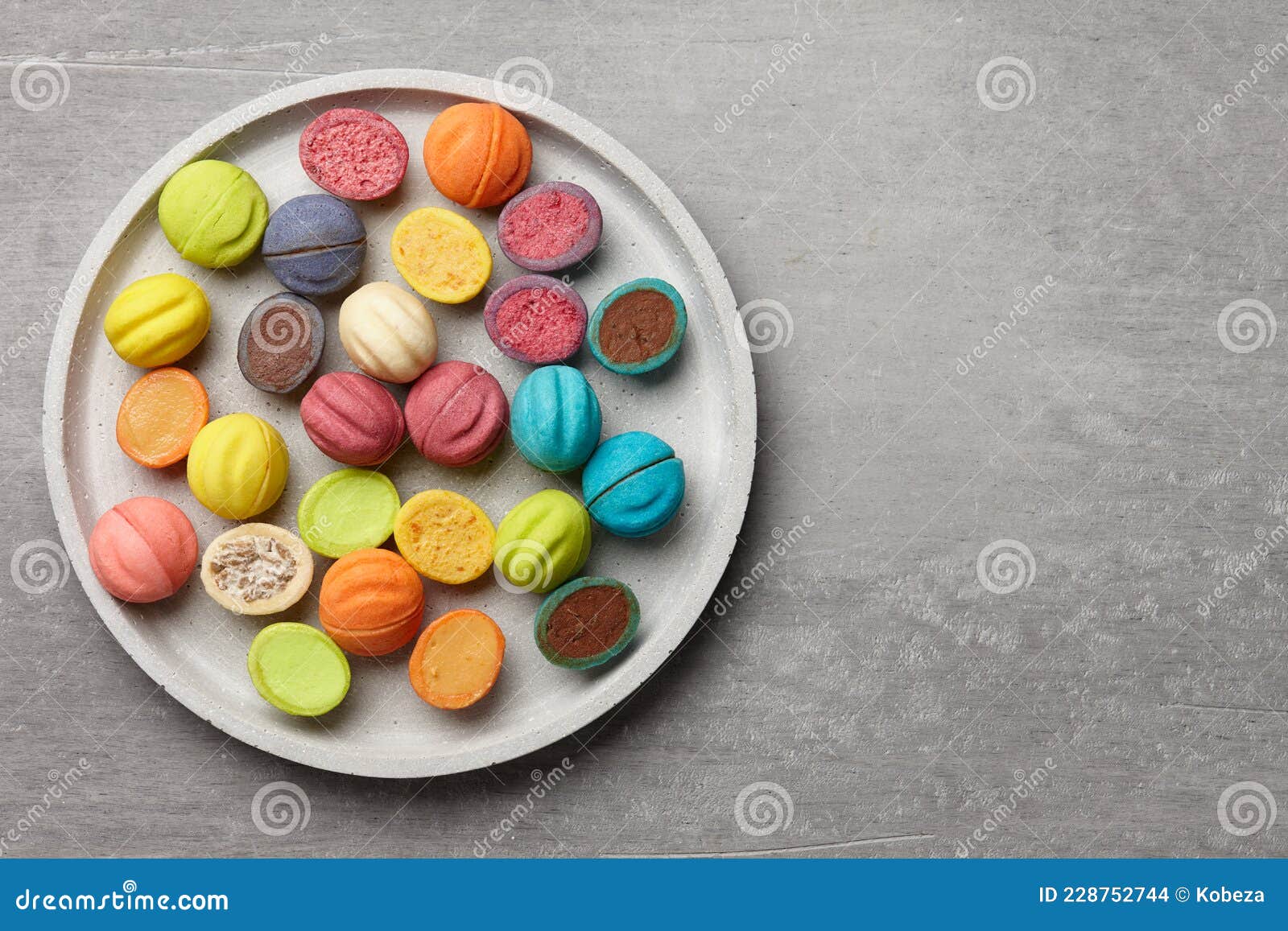 Colorful Shortbread Cookies on Gray Concrete Background Stock Photo ...