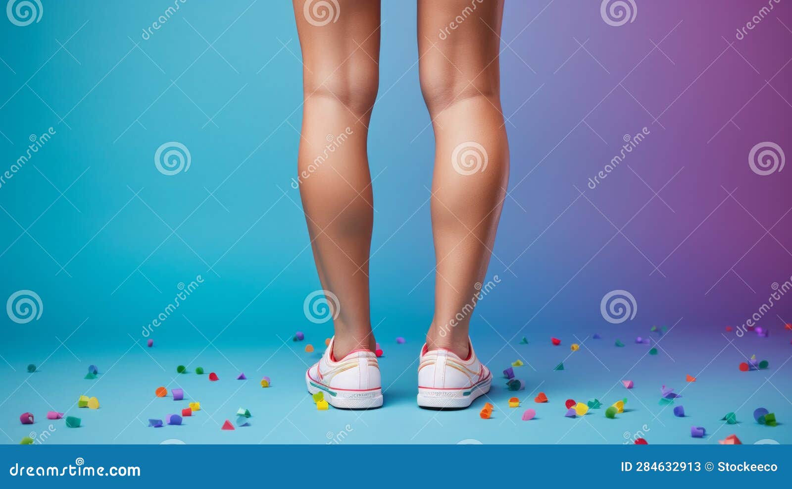Colorful Shorts Contemporary Candy Coated Photorealistic Leg Art Stock