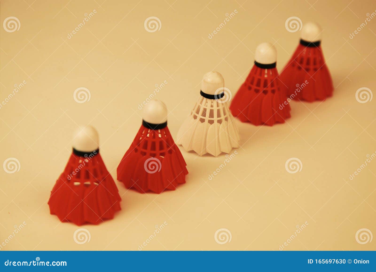 Colorful Shuttlecocks Model Replicas Arranged in a Line Stock Photo ...