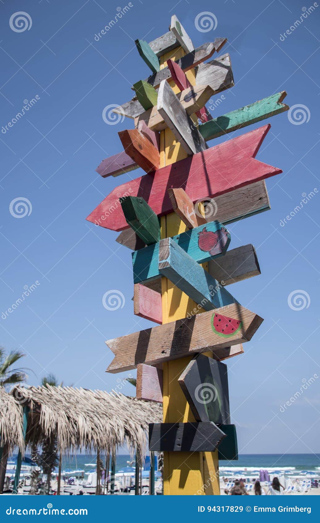 Colorful sign points stock image. Image of destination - 94317829