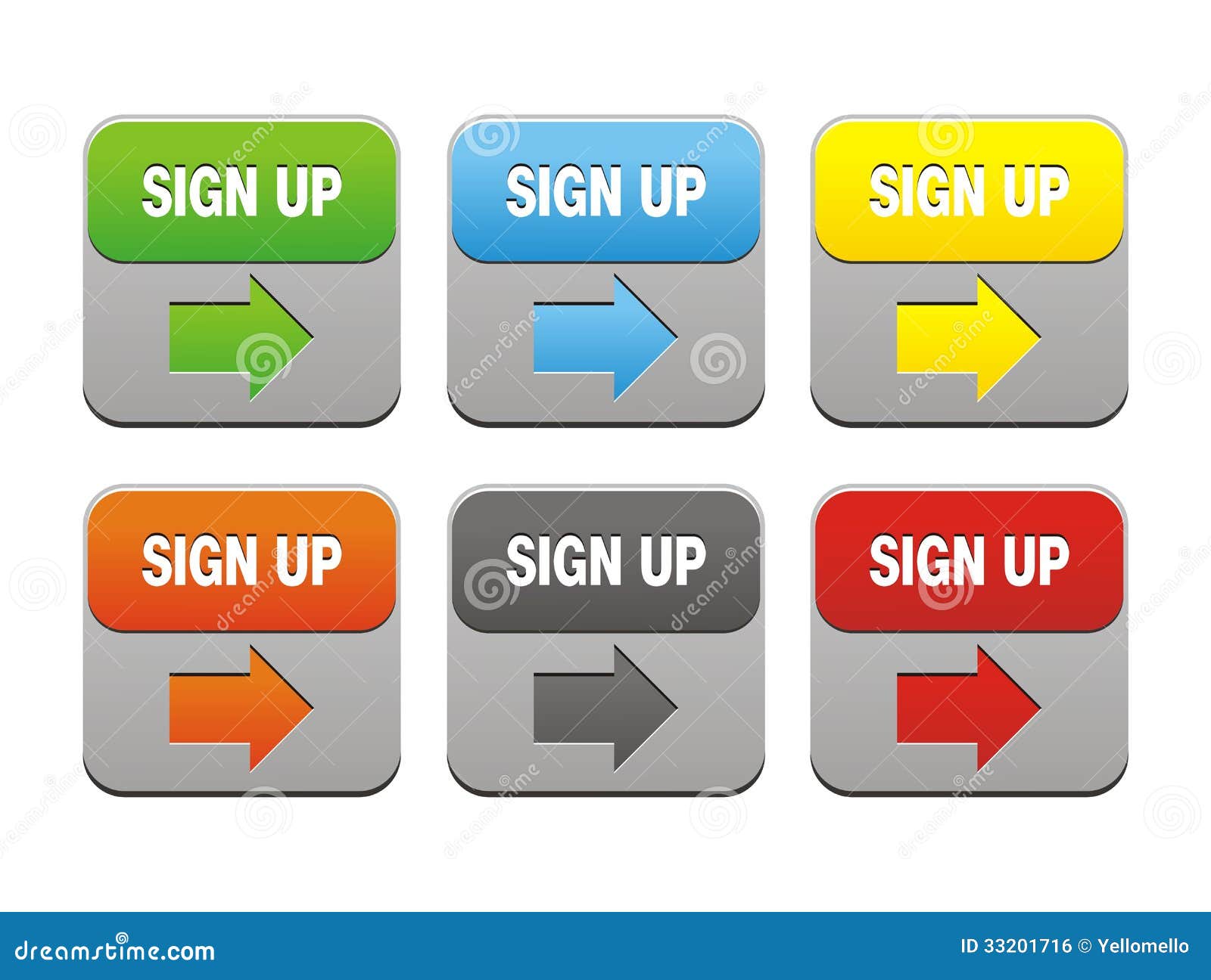 Colorful sign up buttons stock illustration. Illustration of membership ...