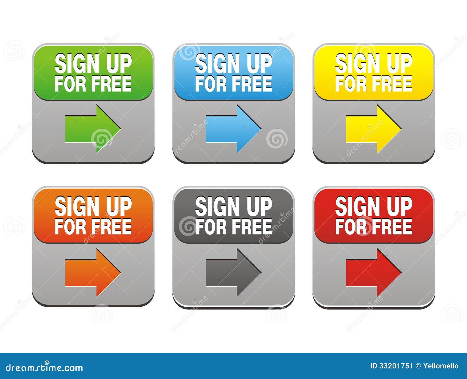 Colorful Sign Up for Free Buttons Stock Illustration - Illustration of ...