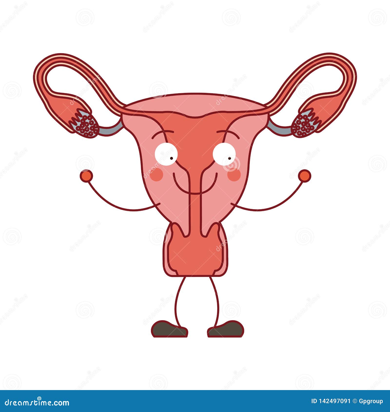 Colorful Silhouette Caricature Female Reproductive System Stock Vector