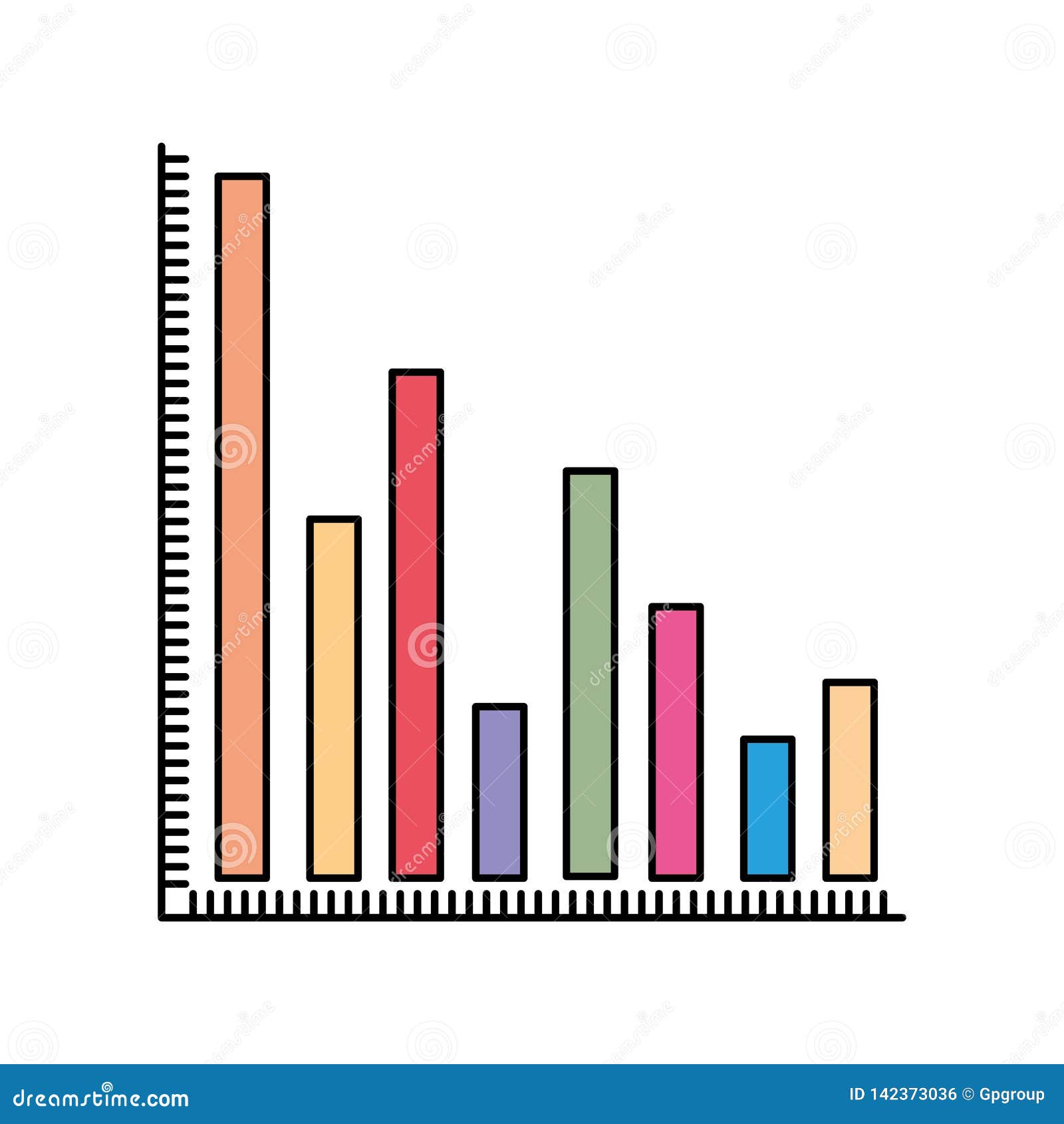 Colorful Silhouette of Column Chart Stock Vector - Illustration of ...