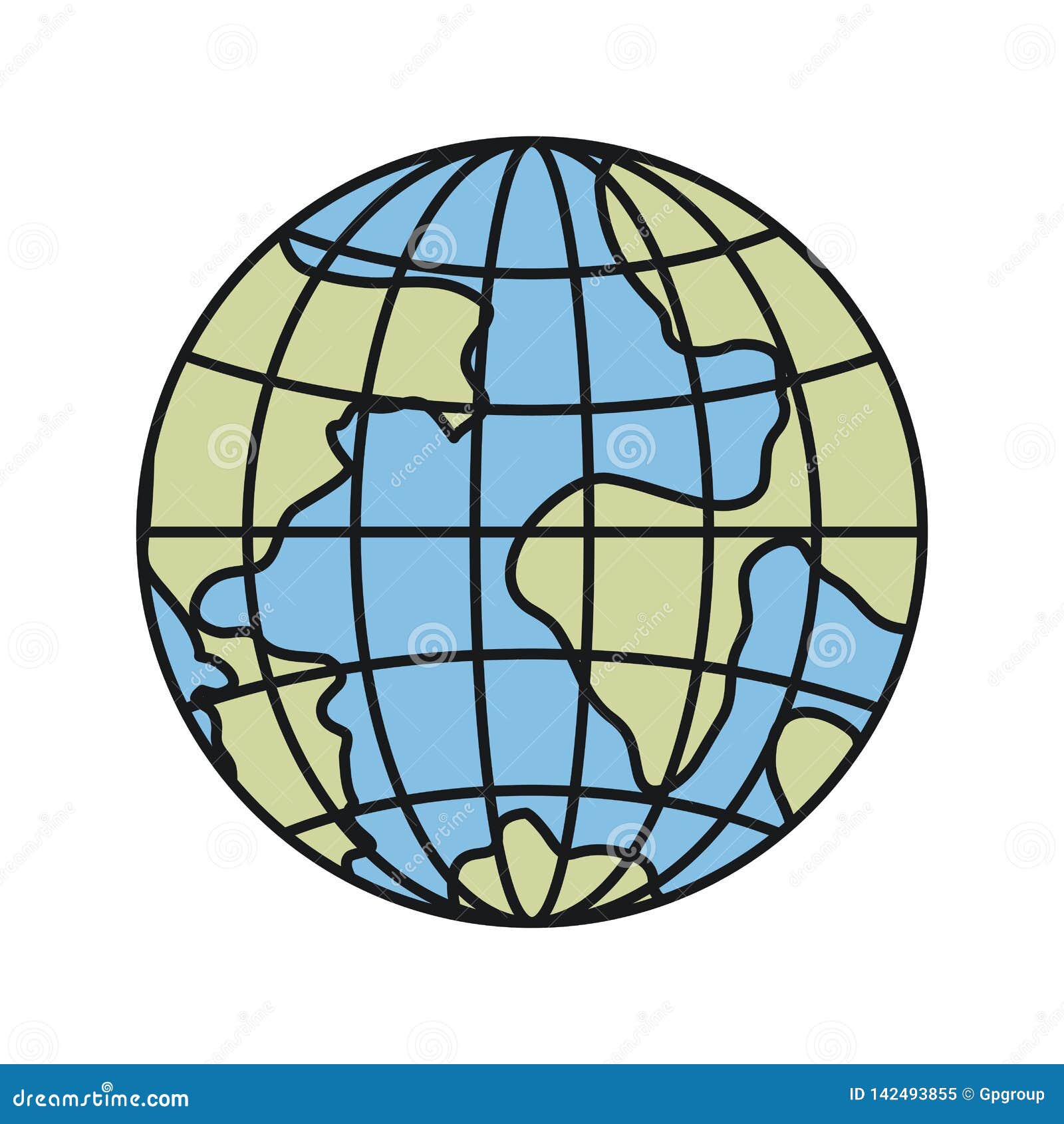 Colorful Silhouette Front View Globe Earth World Stock Vector ...