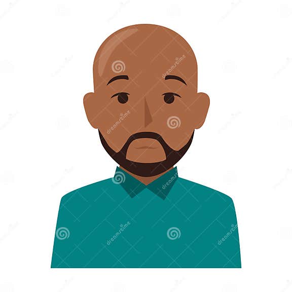 Colorful Silhouette Half Body Brunette Bald Man With Beard Stock Vector