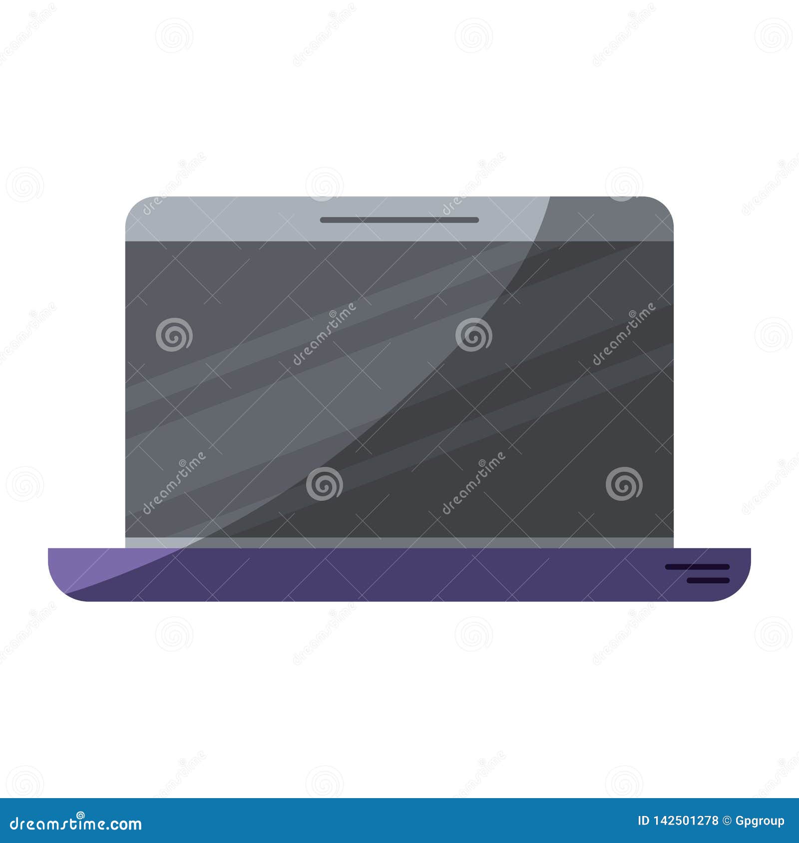 Colorful Silhouette of Laptop Computer with Half Shadow Stock Vector ...