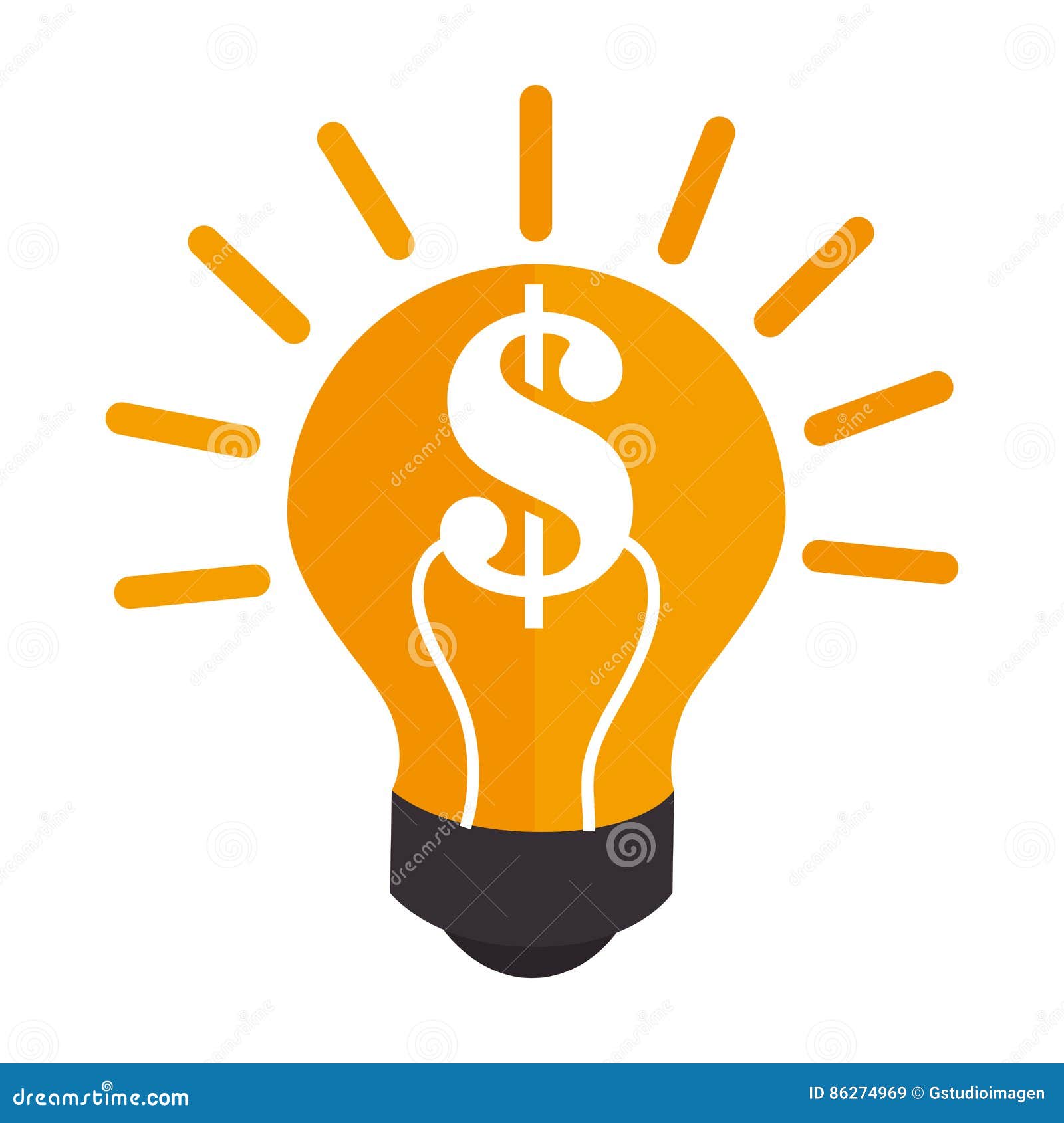 Colorful Silhouette Light Bulb with Dollar Symbol Stock Vector ...