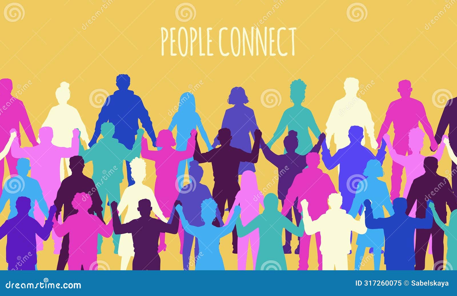 Colorful Human Connectivity Chain Vector Illustration. Stock Vector ...