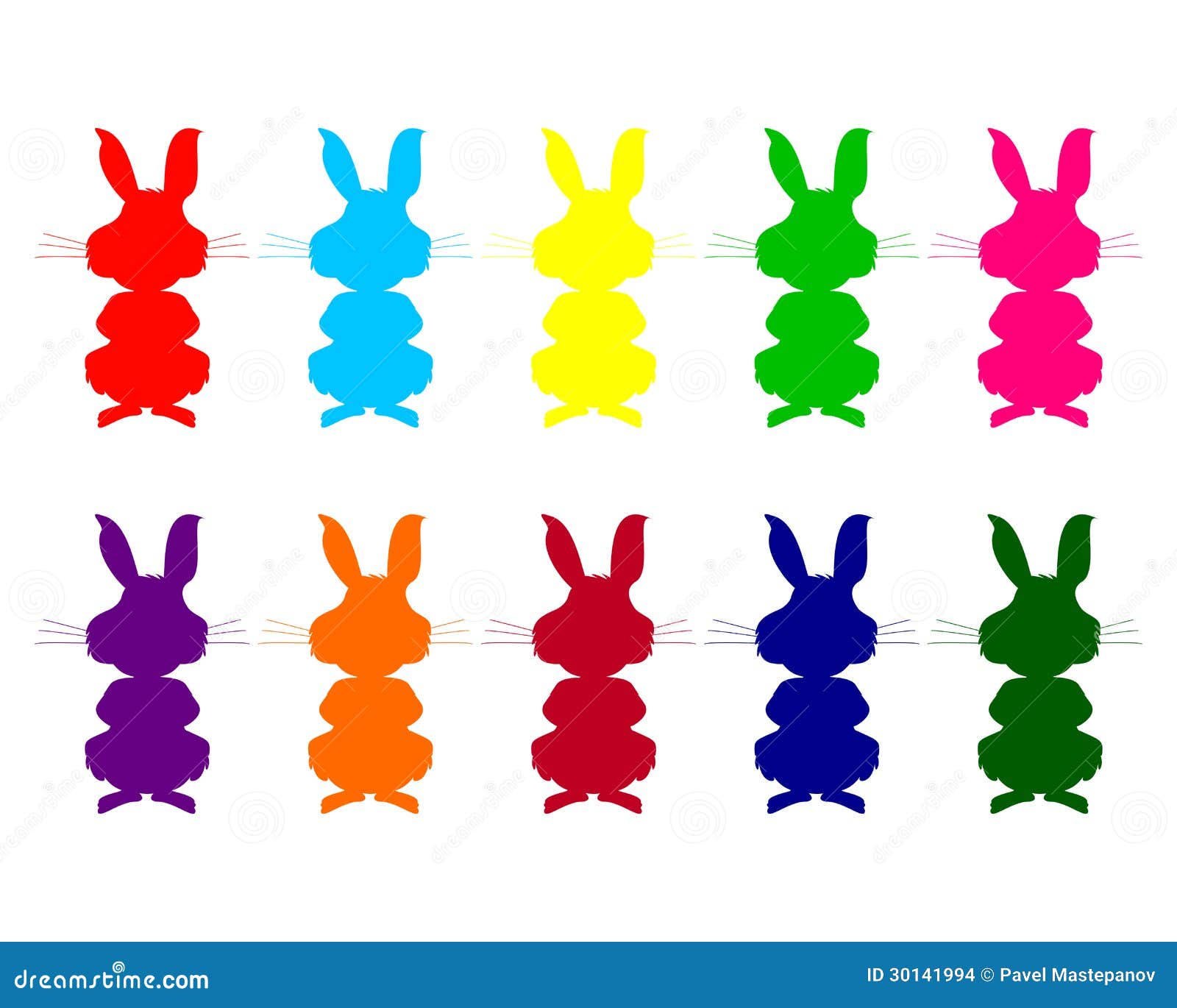 Colorful Silhouettes of Rabbits Stock Vector - Illustration of brown ...
