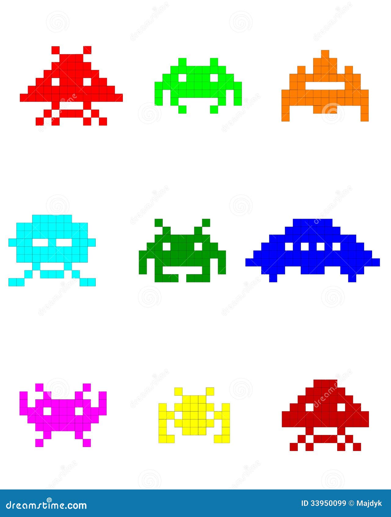 Colorful Silhouettes of Space Invaders Editorial Stock Image ...
