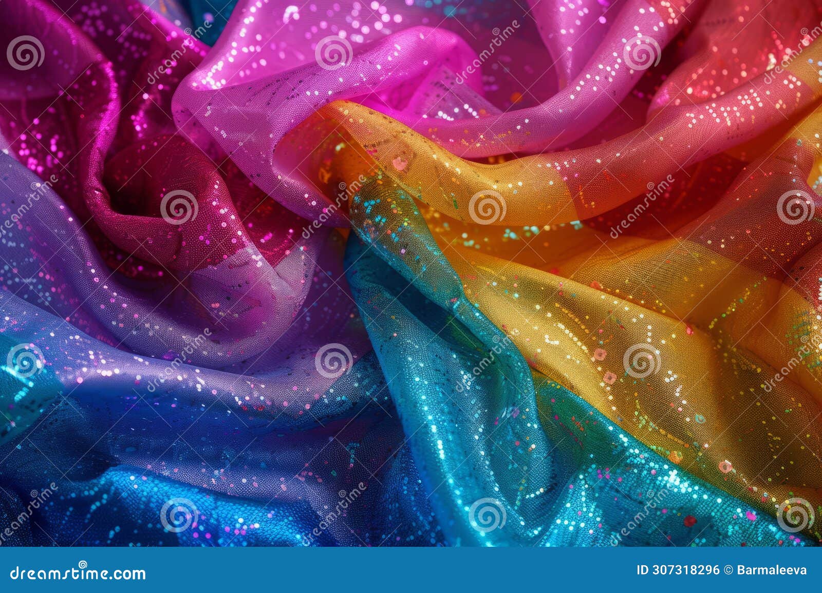 Colorful Silk Fabric with Patterns, Shimmer and Sequins. Generative AI ...