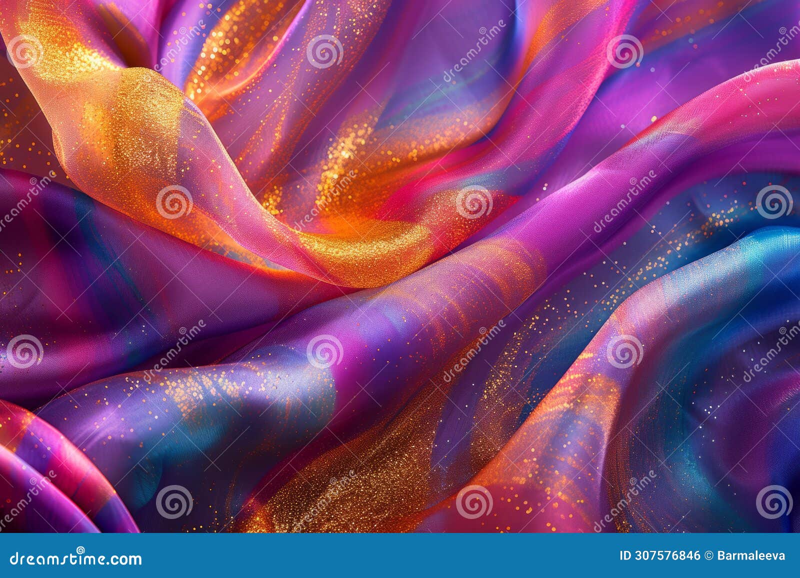 Colorful Silk Fabric with Patterns, Shimmer and Sequins. Generative AI ...