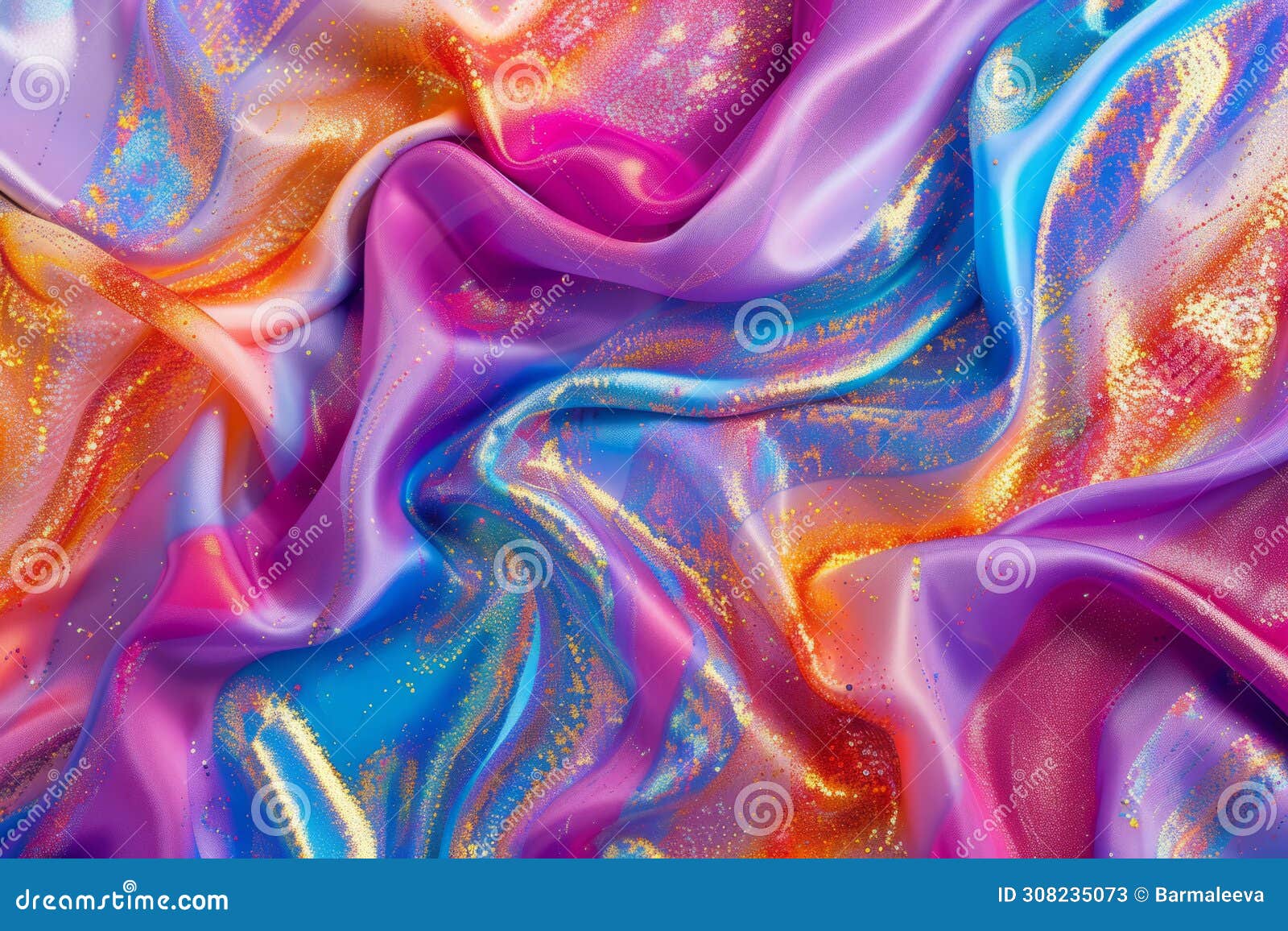 Colorful Silk Fabric with Patterns, Shimmer and Sequins. Generative AI ...